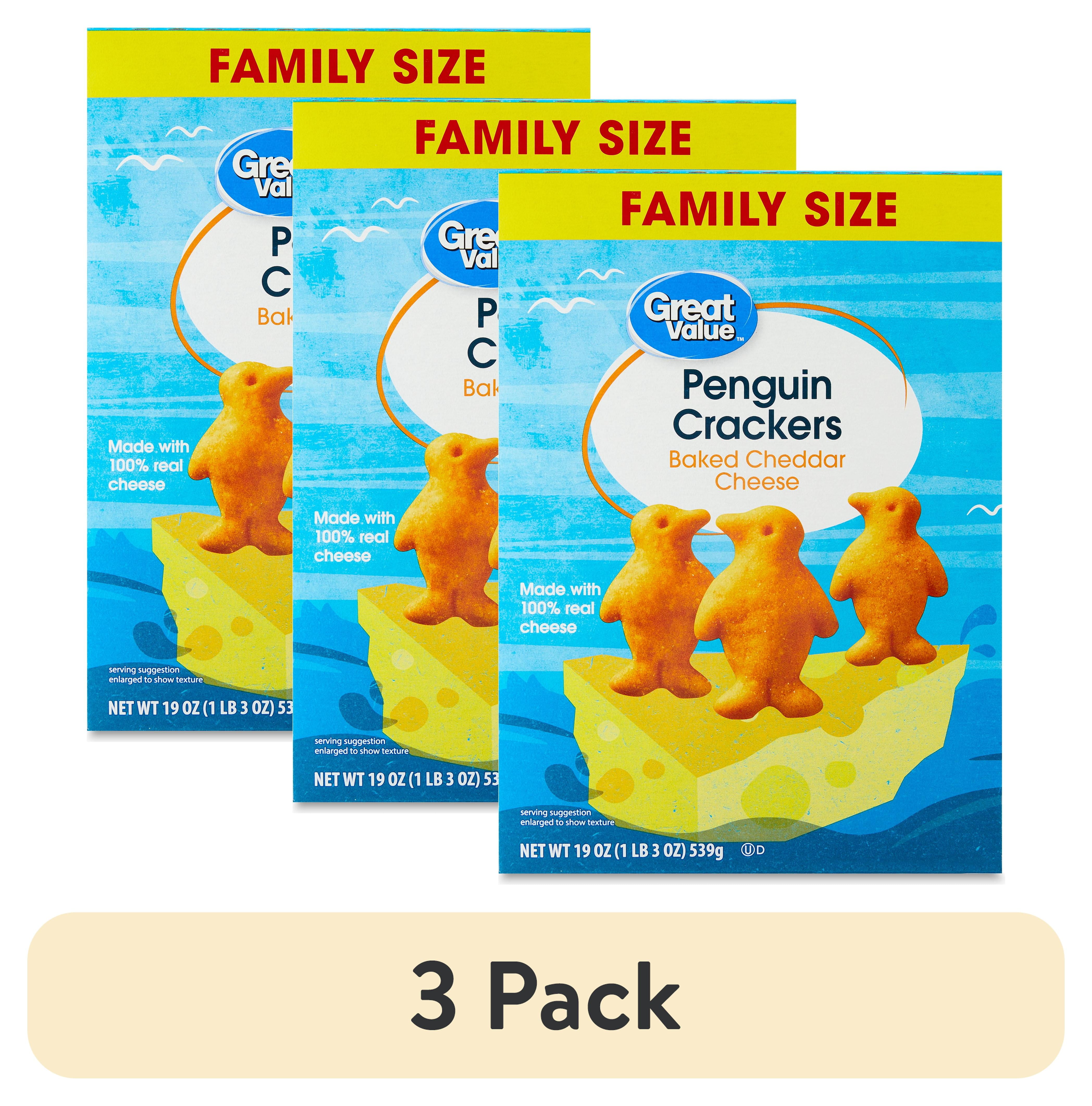 (3 pack) Great Value Baked Cheddar Cheese Penguin Crackers, 19 oz ...