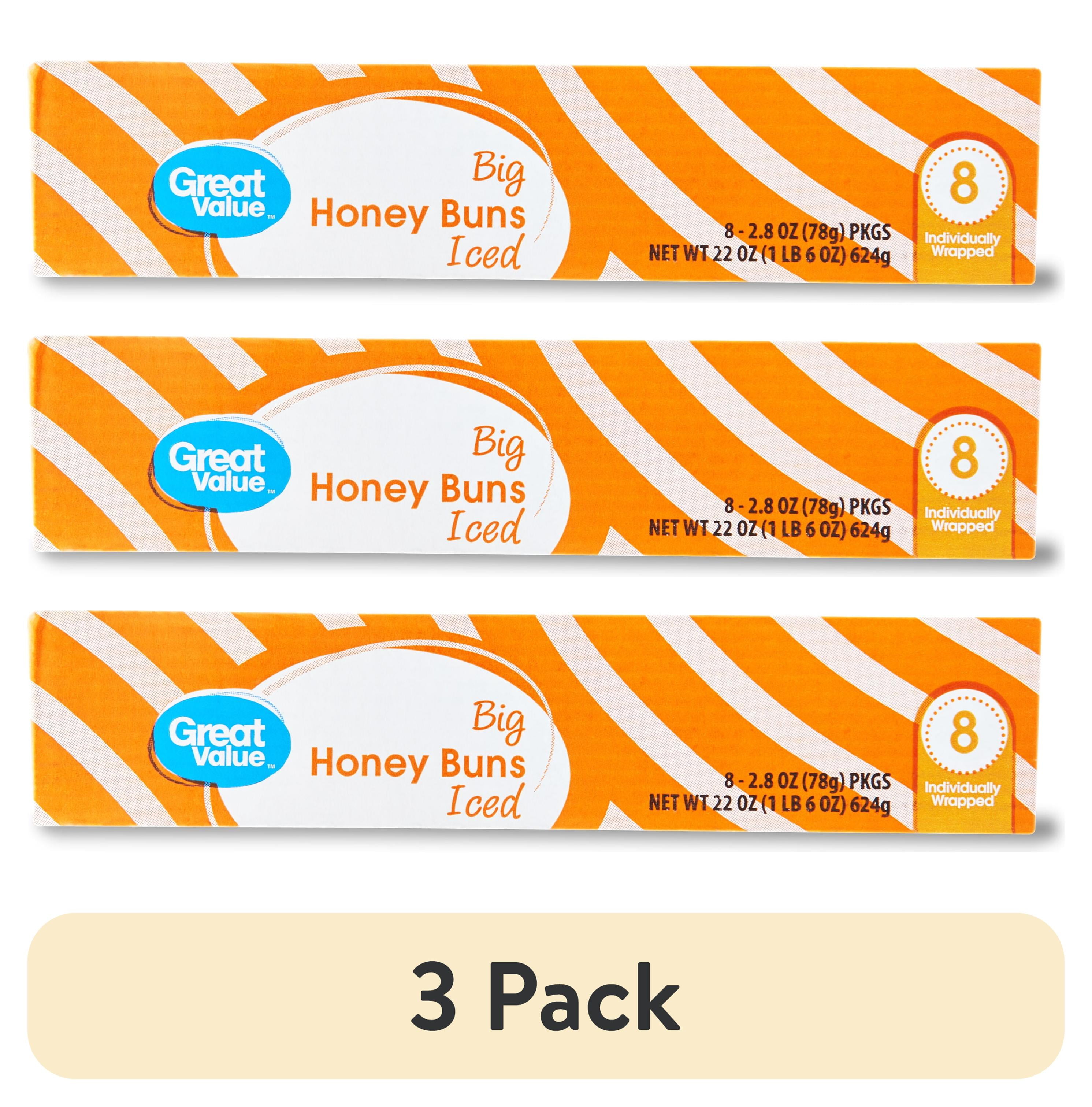 (3 pack) Great Value Big Iced Honey Buns, 22 oz, 8 Count - Walmart.com