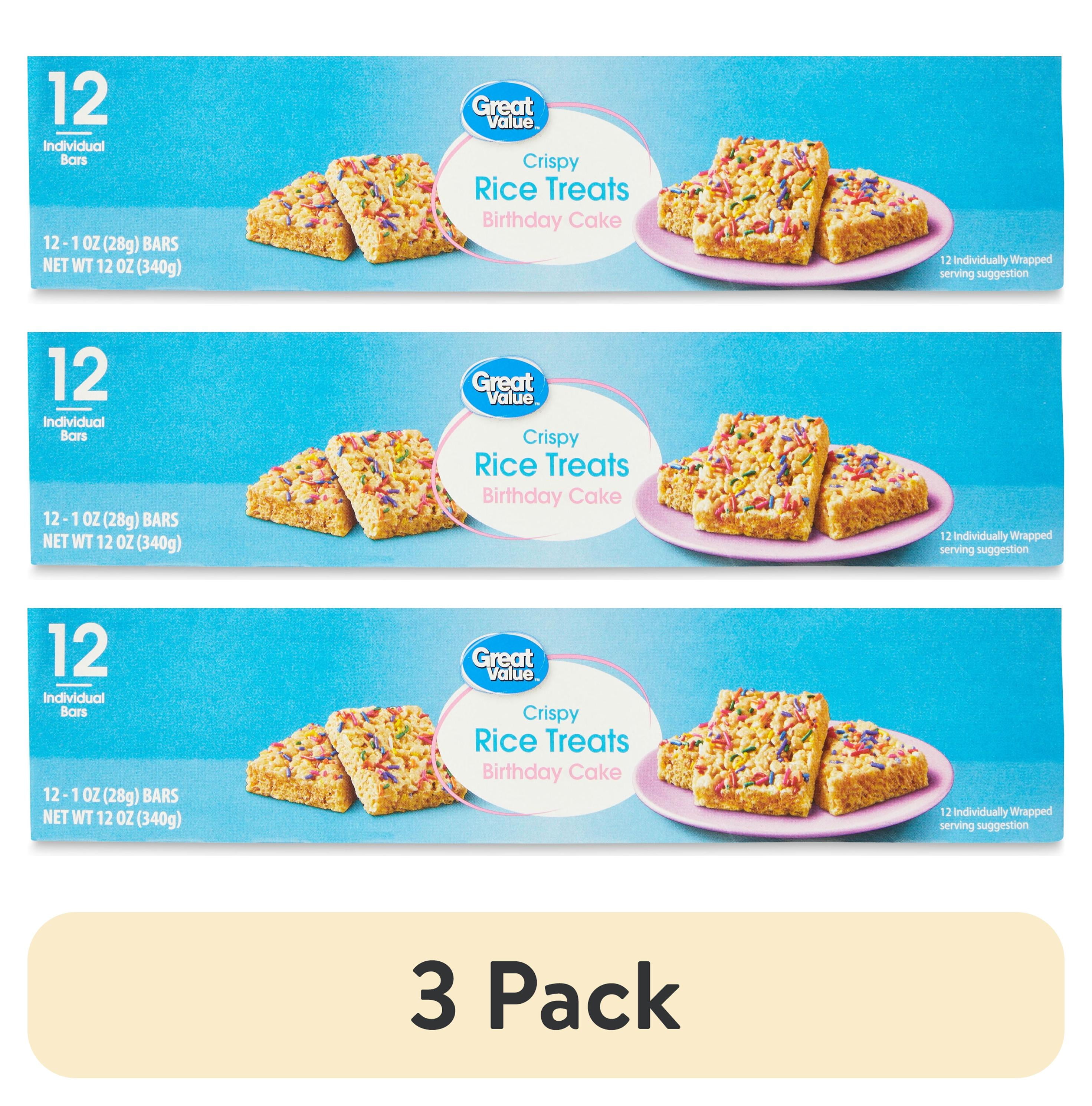 (3 pack) Great Value Birthday Cake Crispy Rice Treats, 12 oz (12 count ...