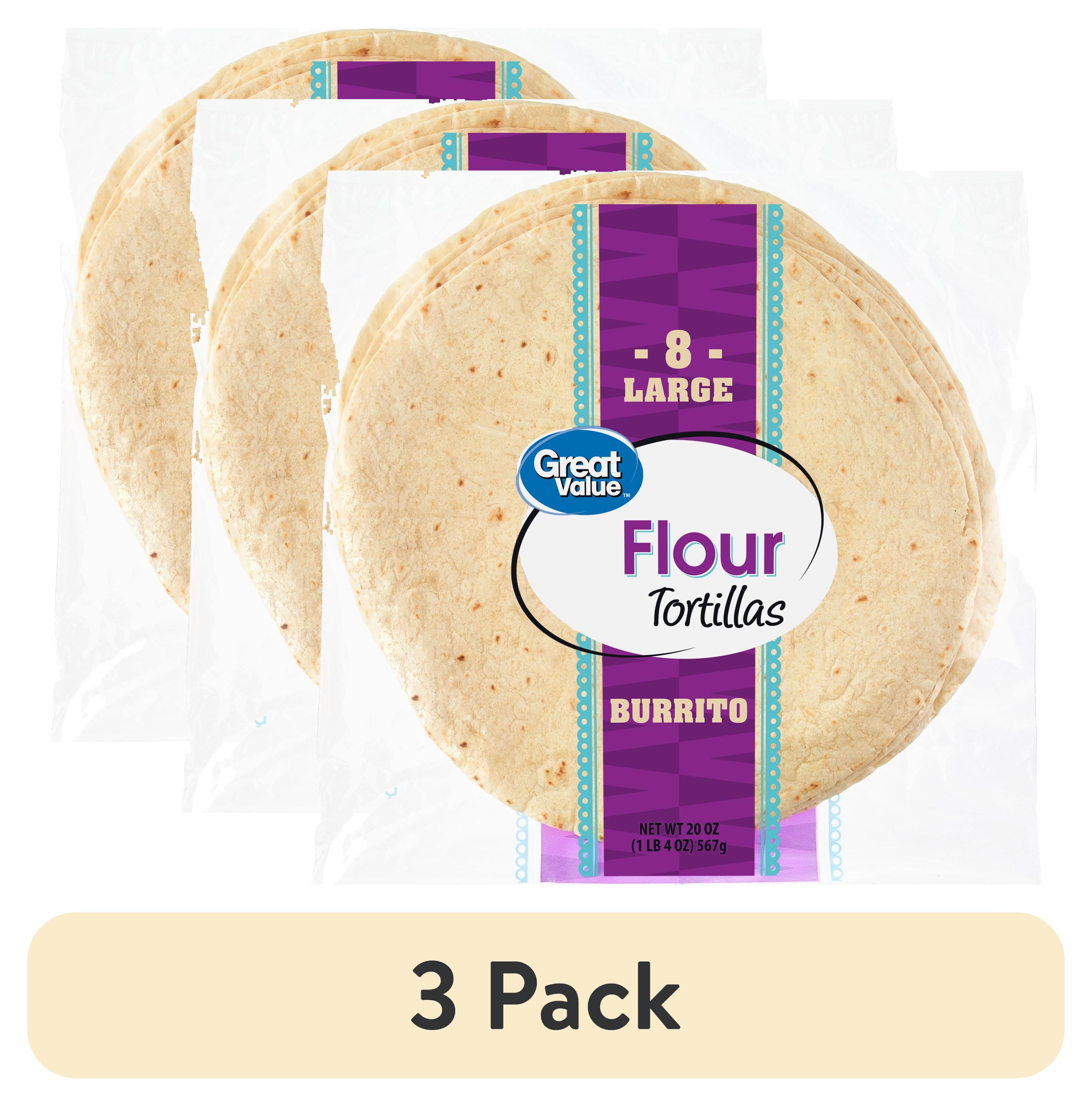 (3 pack) Great Value Burrito Flour Tortillas, 20 oz, 8 Count - Walmart.com
