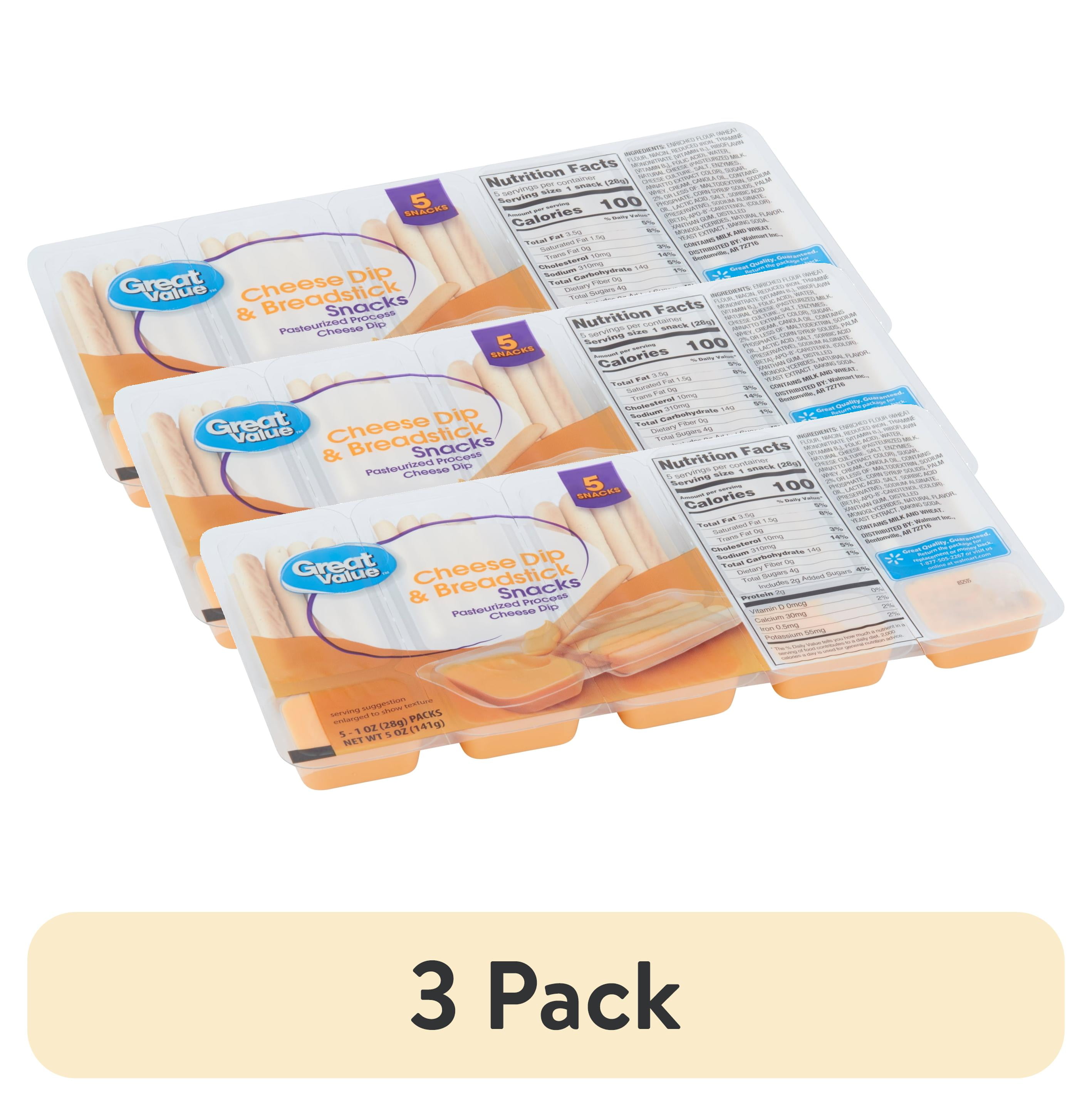 (3 pack) Great Value Cheese Dip & Breadsticks Snacks, 1 oz, 5 Count ...