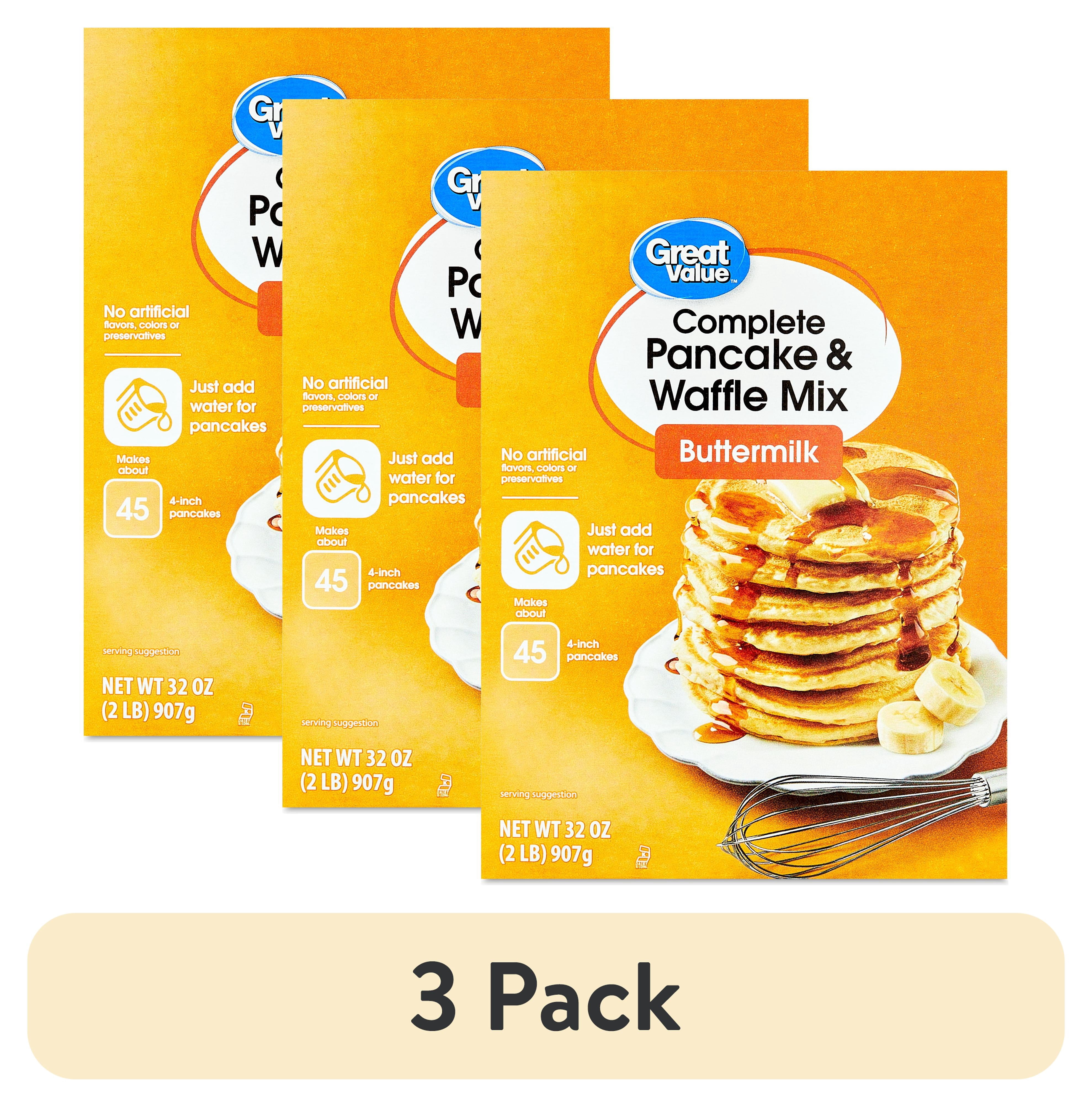 (3 pack) Great Value Complete Pancake & Waffle Mix, Buttermilk, 32 oz ...