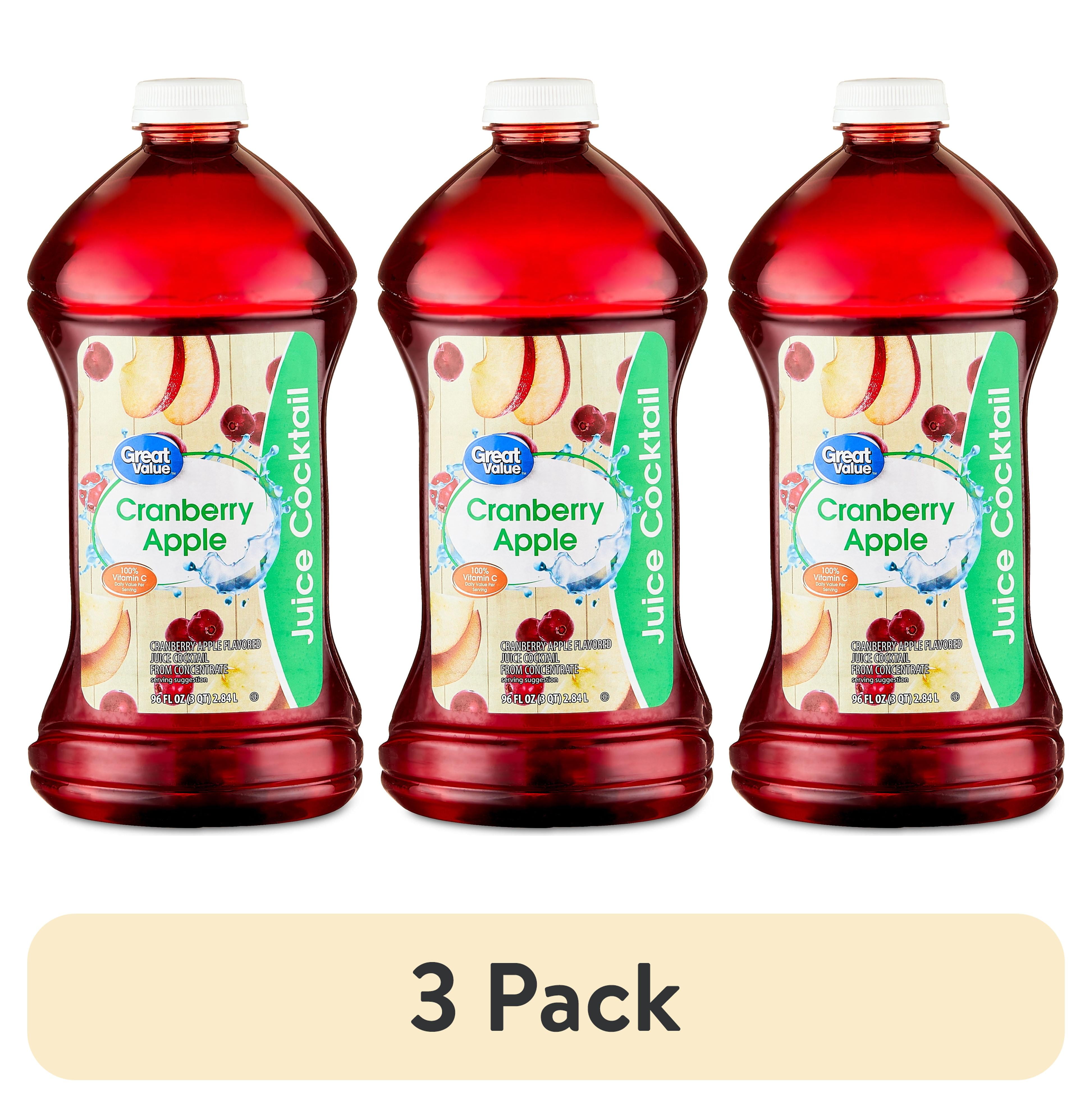 (3 pack) Great Value Cranberry Apple Juice Cocktail, 96 fl oz - Walmart.com
