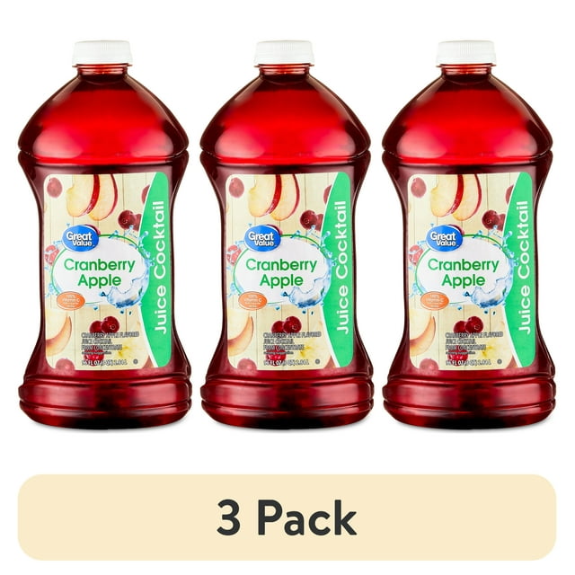 (3 pack) Great Value Cranberry Apple Juice Cocktail, 96 fl oz - Walmart.com