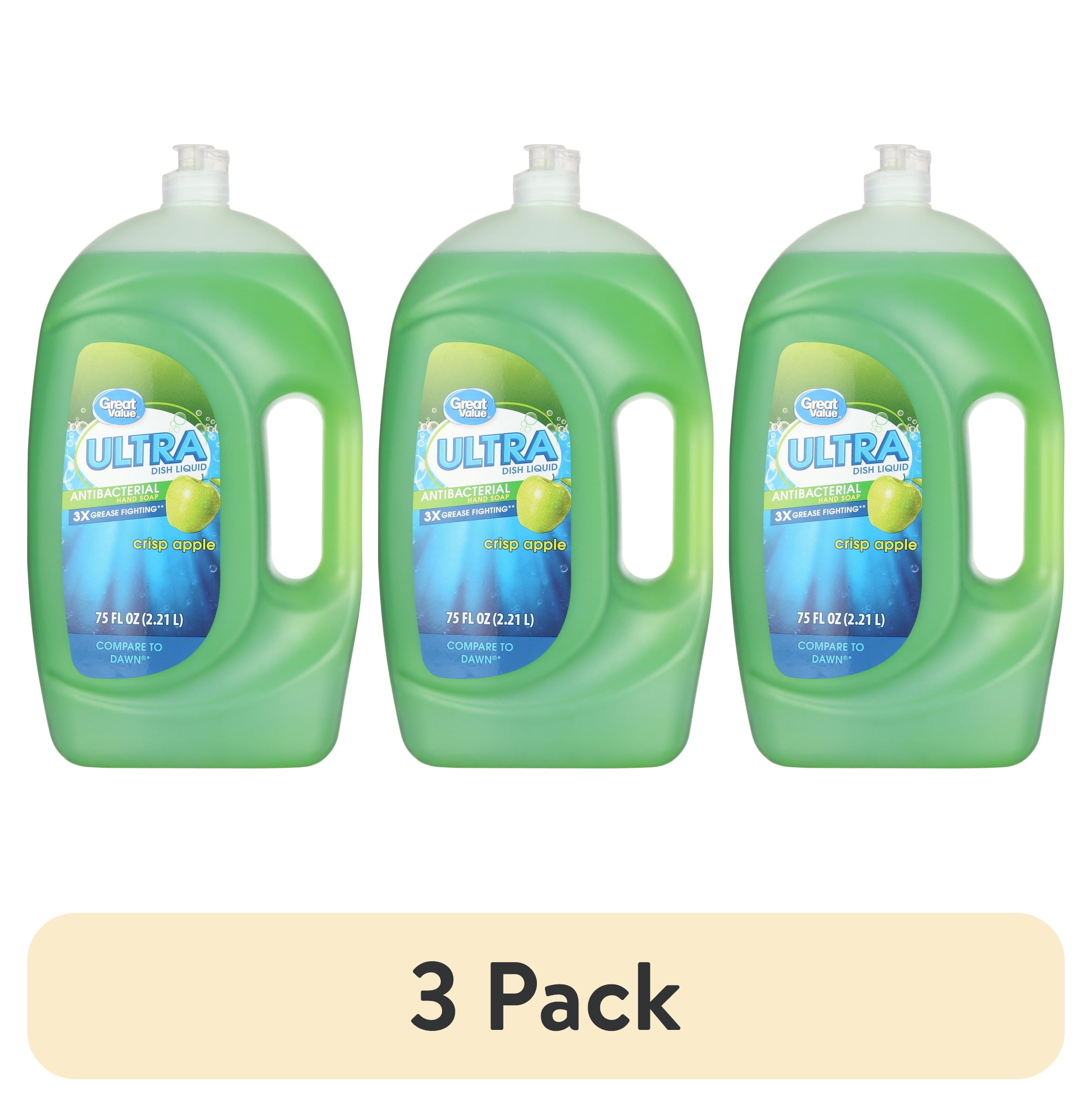 (3 pack) Great Value Crisp Apple Antibacterial Ultra Dish Liquid, 75 fl ...
