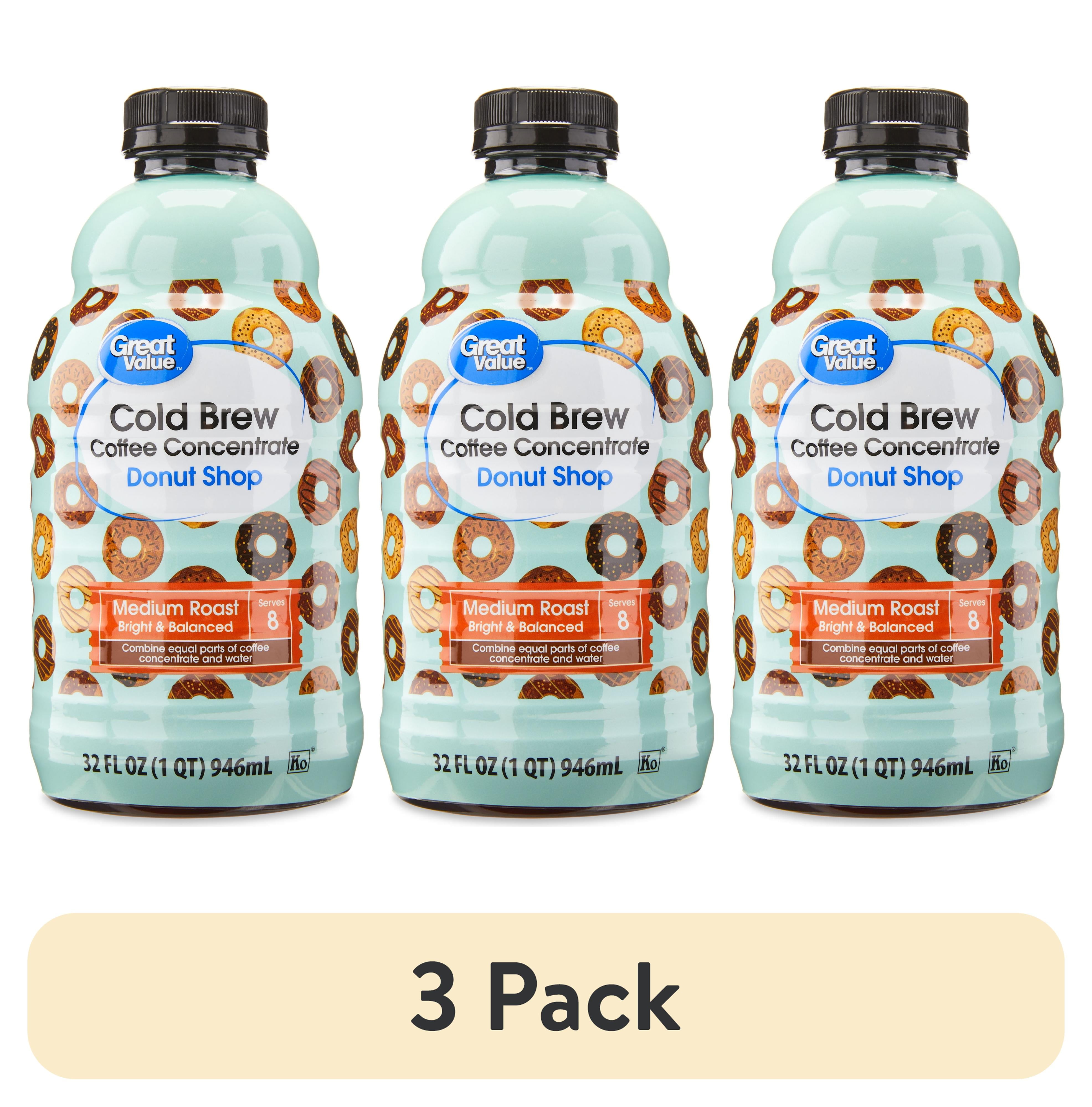 (3 pack) Great Value Donut Shop Cold Brew Coffee Concentrate, 32 fl oz ...