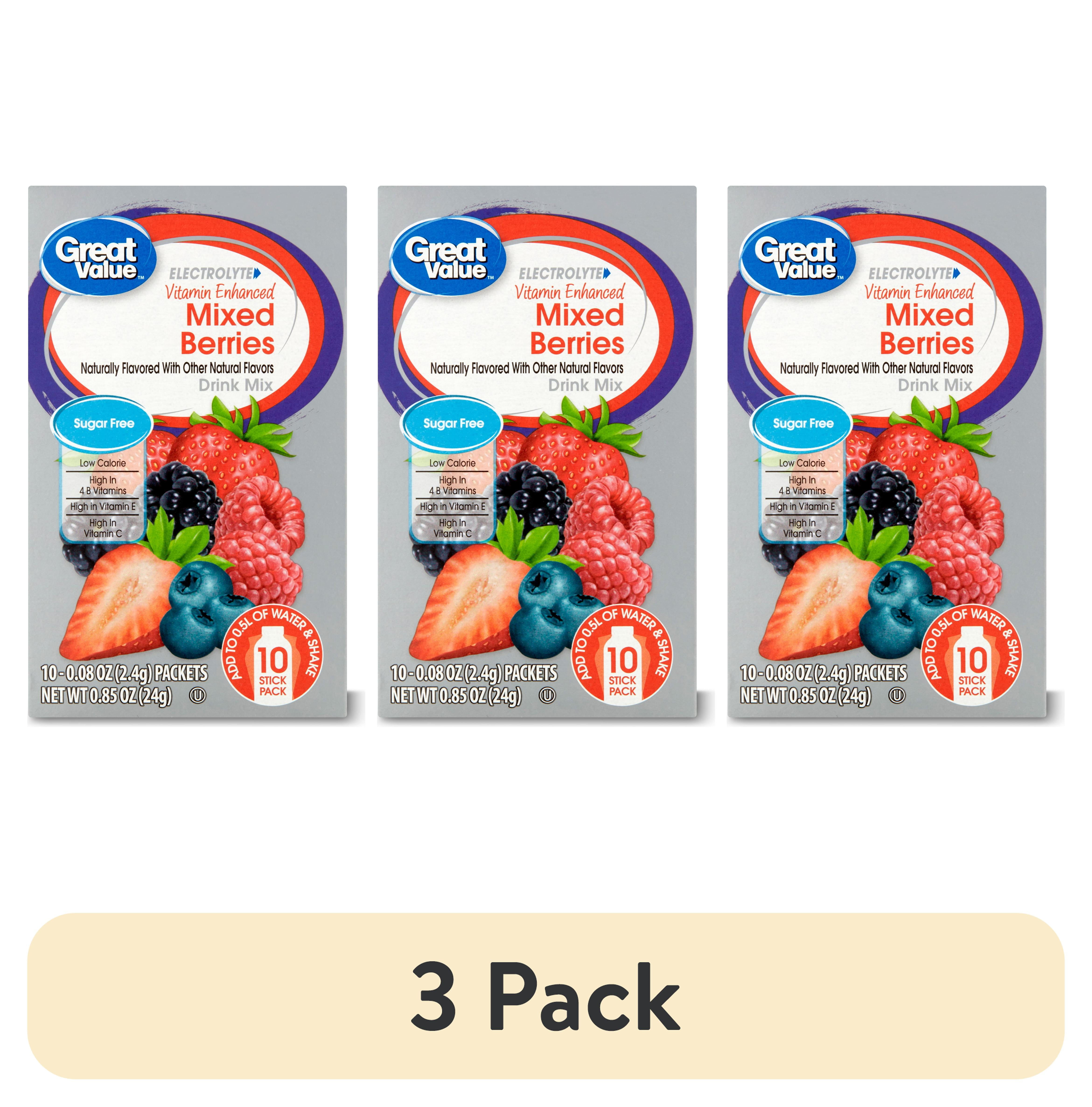 (3 pack) Great Value Electrolyte Mixed Berries Liquid Drink Mix, Sugar ...
