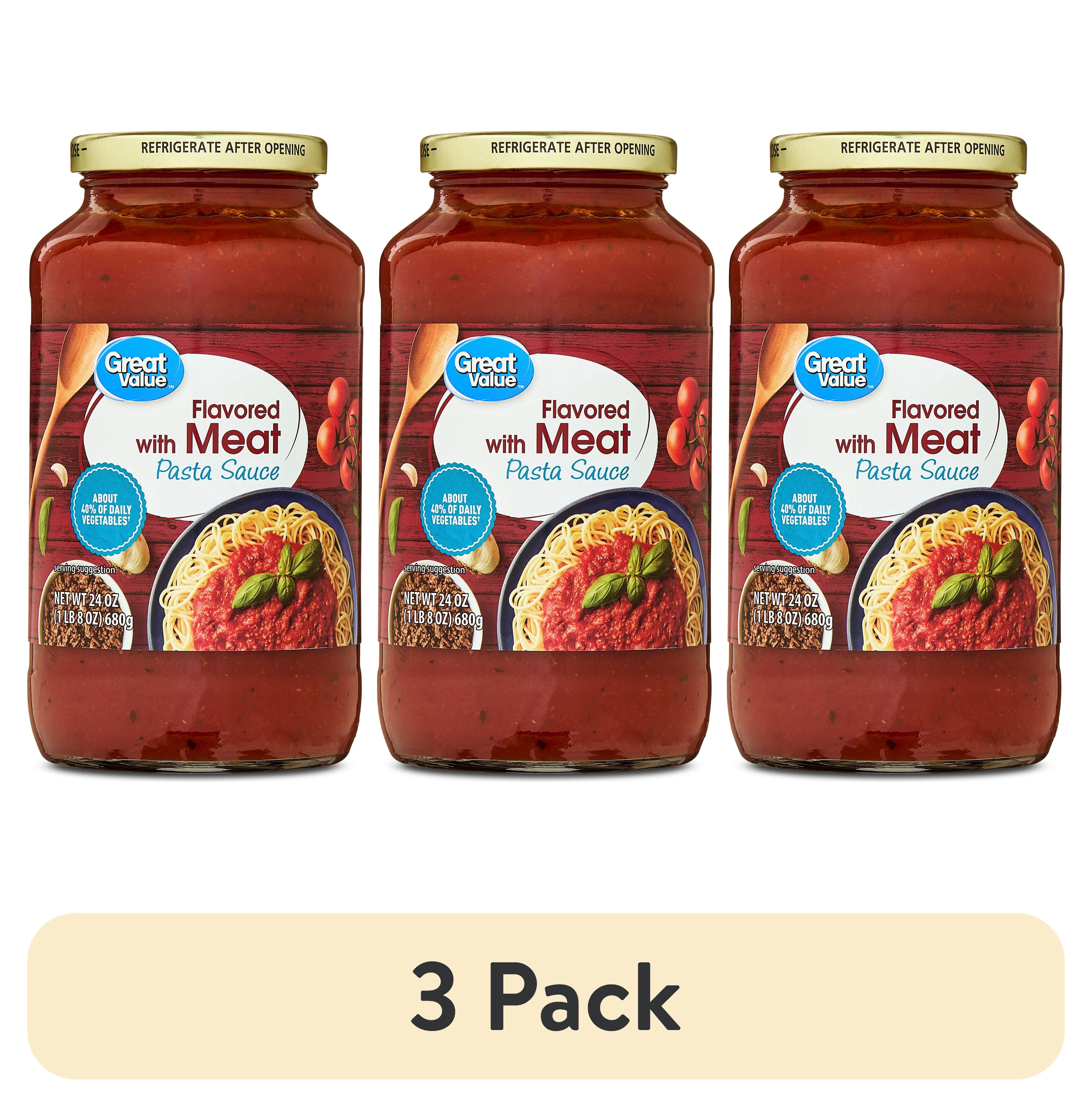 (3 pack) Great Value Flavored with Meat Pasta Sauce, 24 oz Jar ...