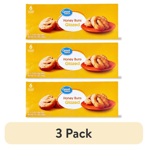 (3 pack) Great Value Glazed Honey Buns, 10.5 oz, 6 Count - Walmart.com