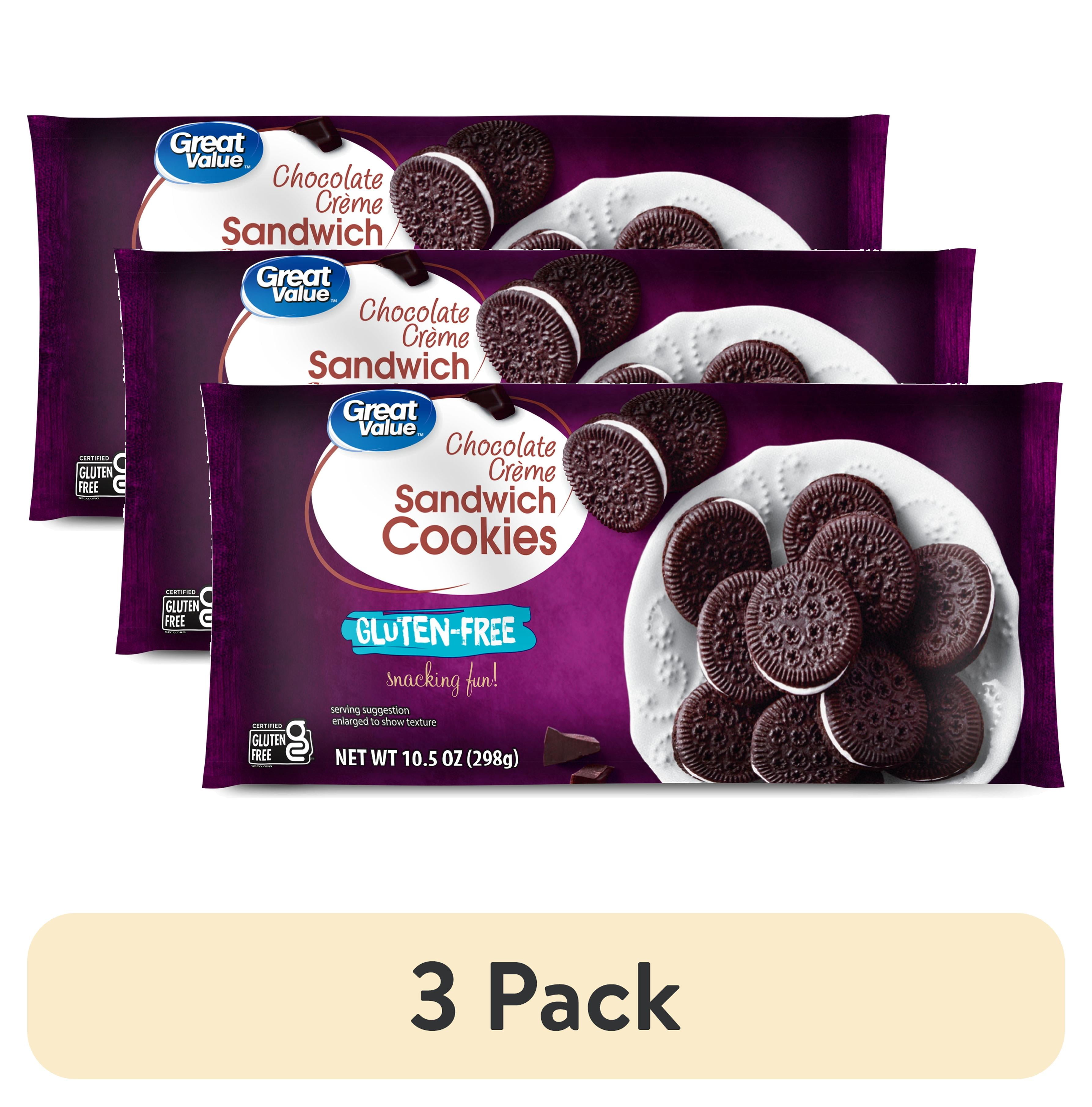 (3 pack) Great Value Gluten-Free Chocolate Creme Sandwich Cookies ...
