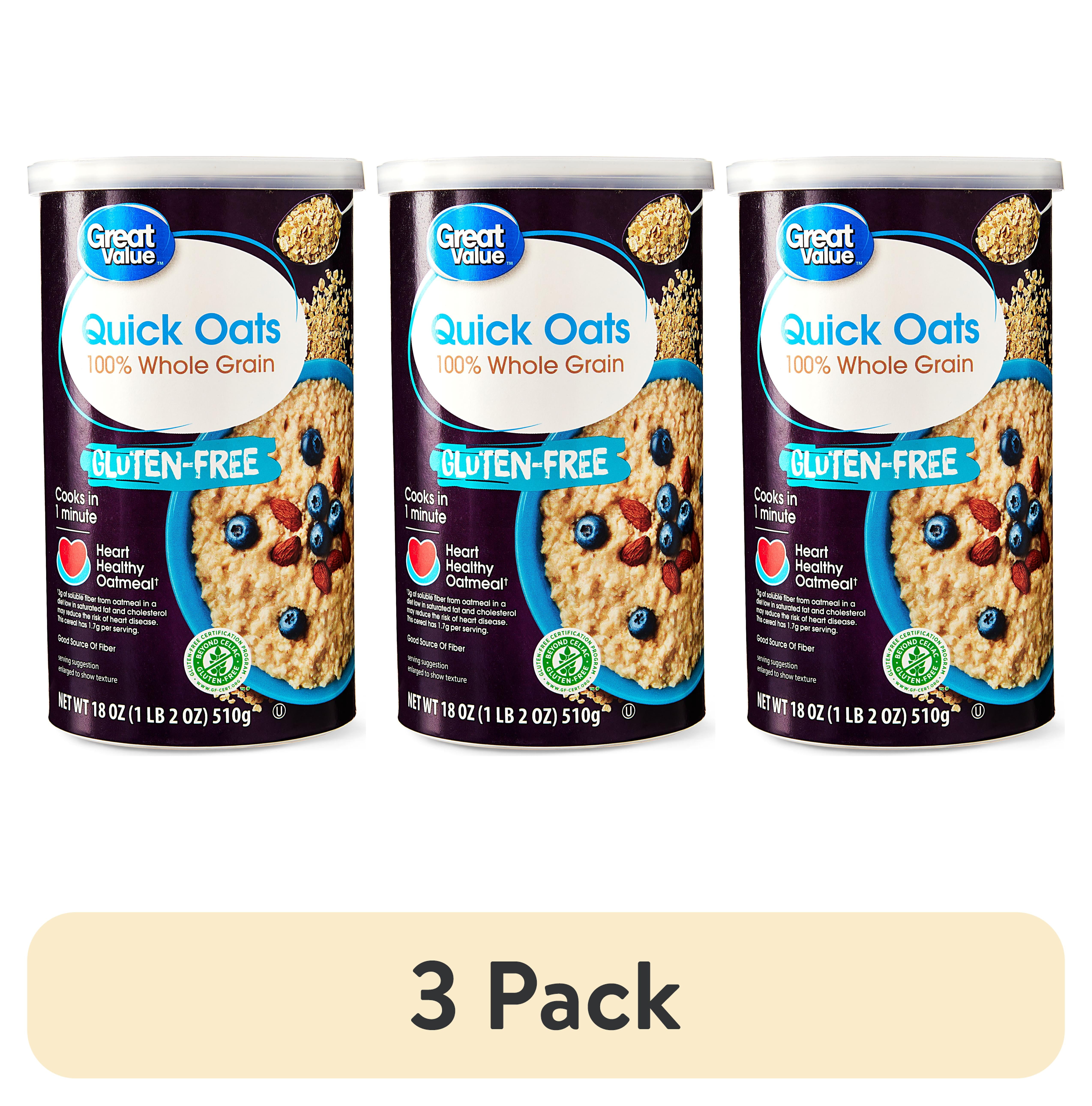 (3 pack) Great Value Gluten Free Quick Oats, 18 oz - Walmart.com
