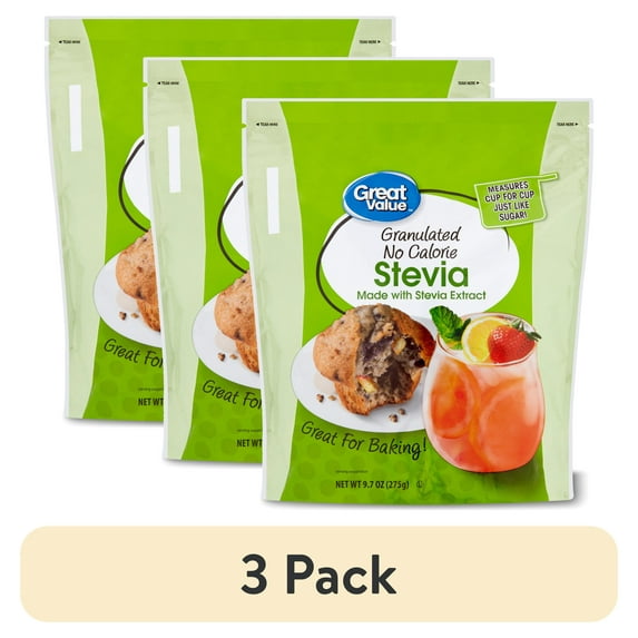 (3 pack) Great Value Granulated Stevia Sweetener, No Calorie, 9.7 oz ...