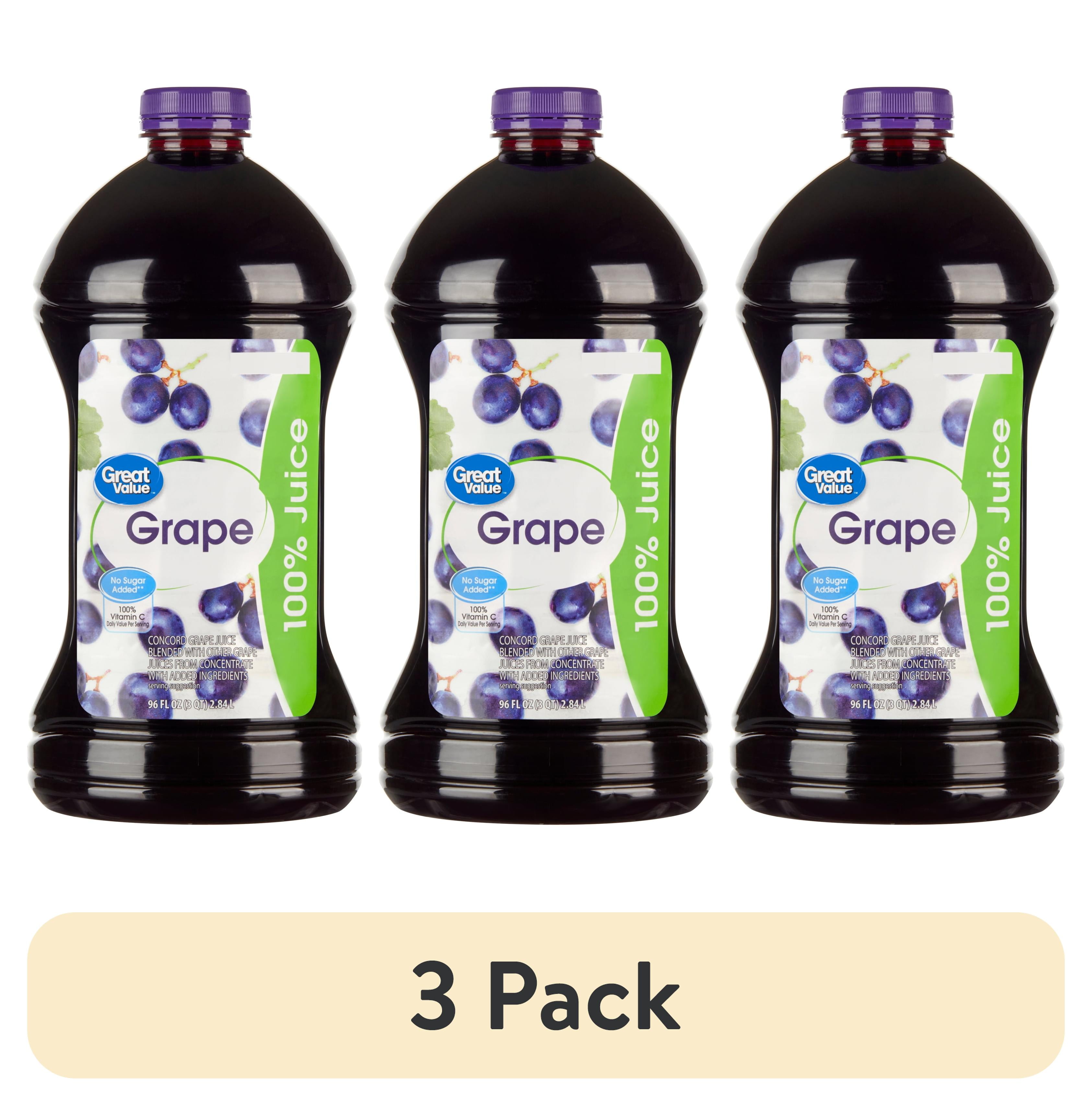(3 pack) Great Value Grape 100% Juice, 96 fl oz - Walmart Business Supplies