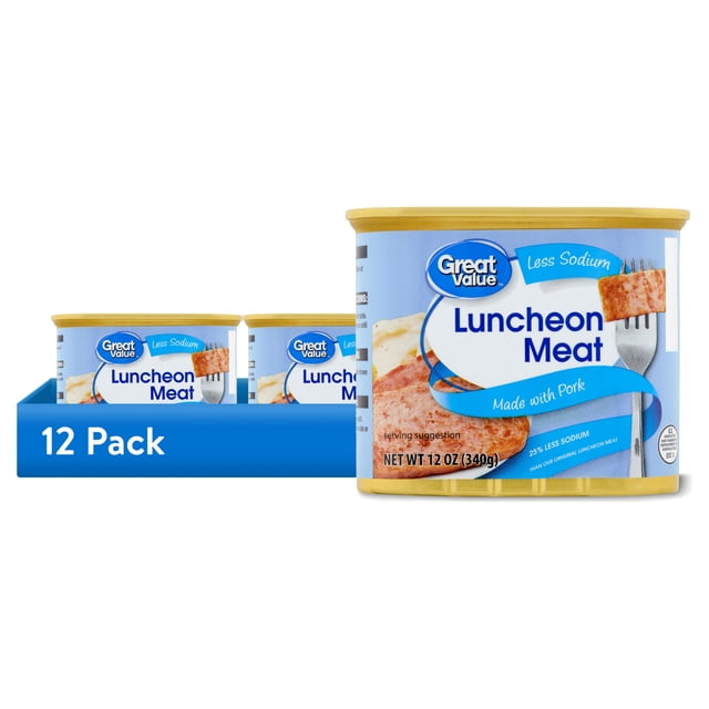 (3 pack) Great Value Less Salt Luncheon Meat, High Protein, 12oz ...
