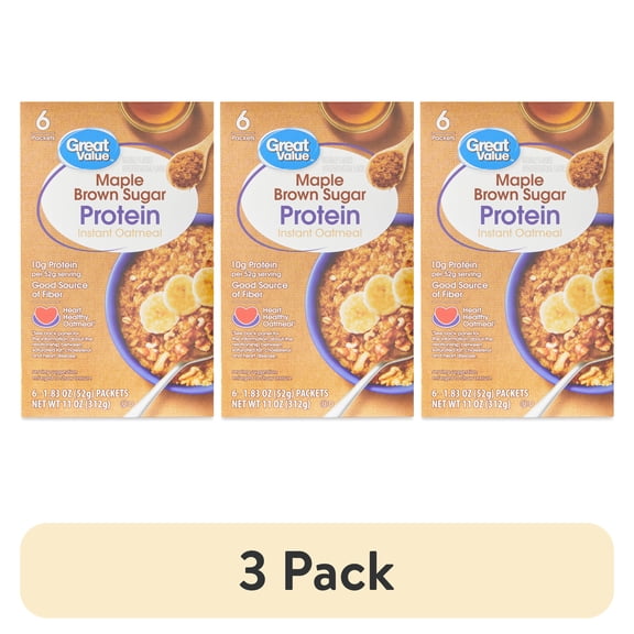 (3 pack) Great Value Organic Maple & Brown Sugar Instant Oatmeal, 1.41 ...