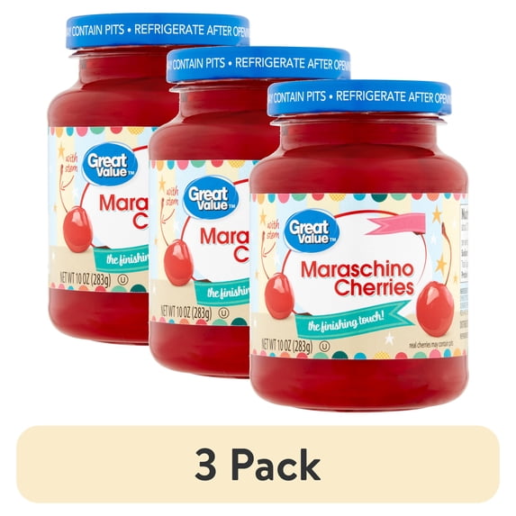 (3 pack) Great Value Maraschino Cherries, 10 oz - Walmart.com