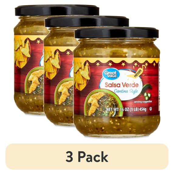 (3 pack) Great Value Medium Cantina Style Salsa Verde, 16 oz - Walmart.com