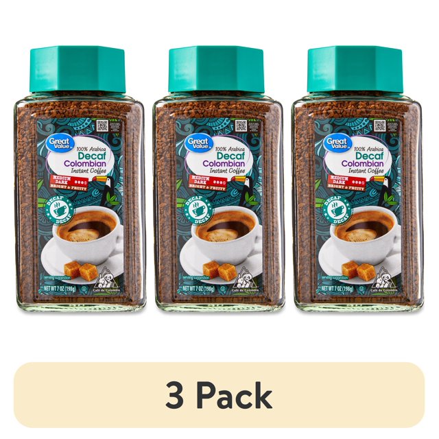 (3 pack) Great Value Medium Dark Roast Decal Colombian Instant Coffee, 7 oz - Walmart.com