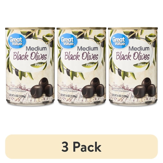 (3 pack) Great Value Medium Pitted Black Olives, 6 oz - Walmart.com