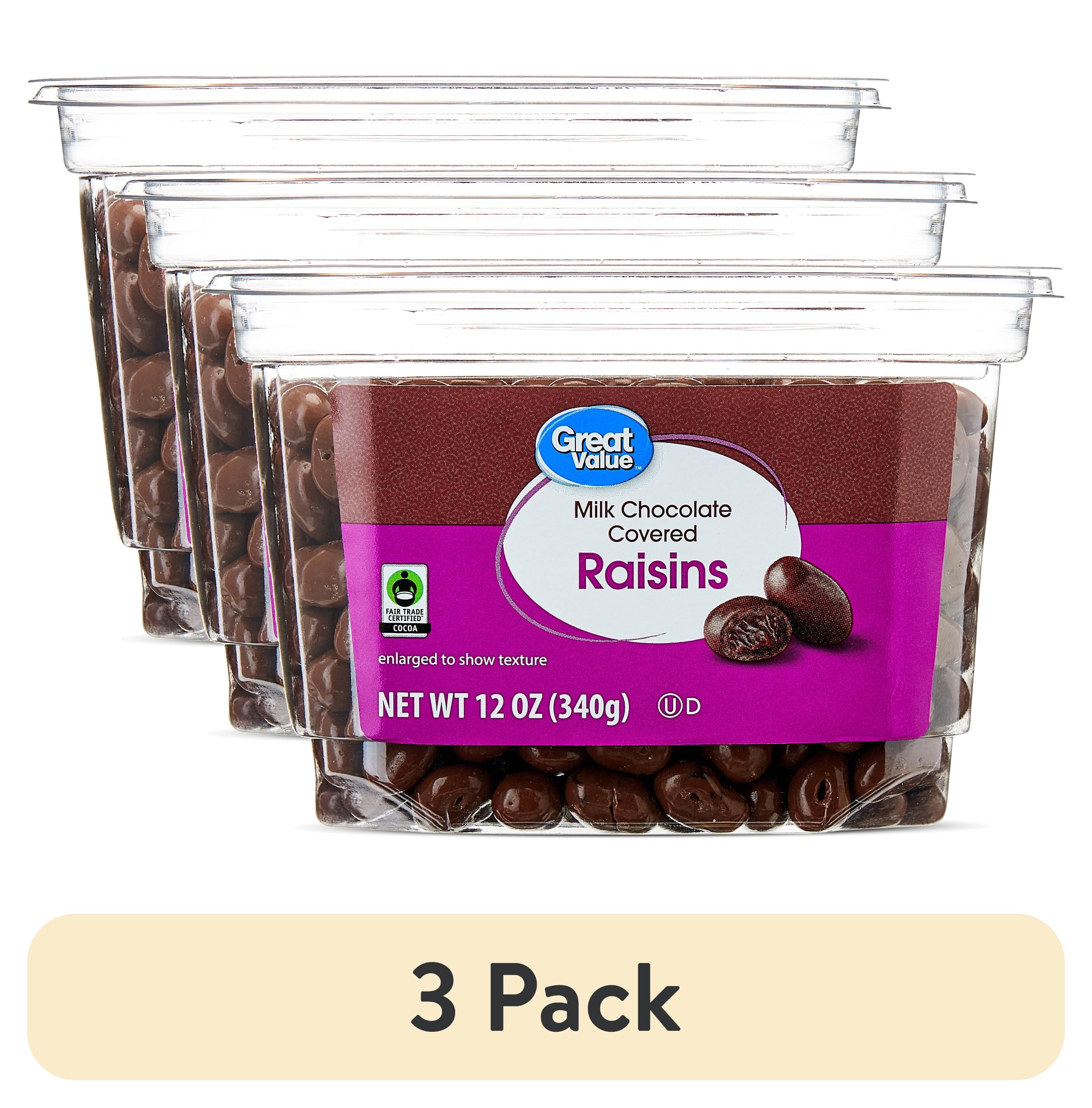 (3 pack) Great Value Milk Chocolate Raisin Tub, 12 oz - Walmart.com