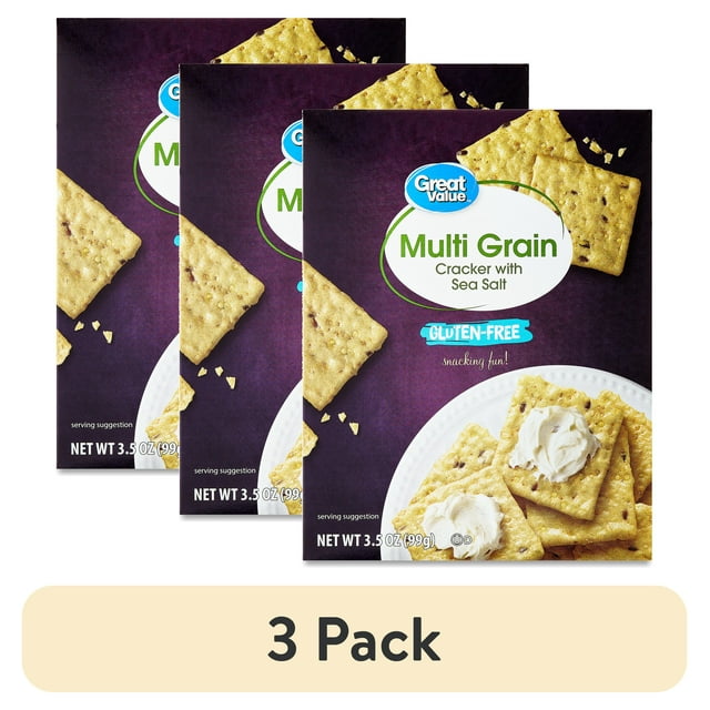 (3 pack) Great Value Multi Grain Crackers with Sea Salt, 3.5 oz ...
