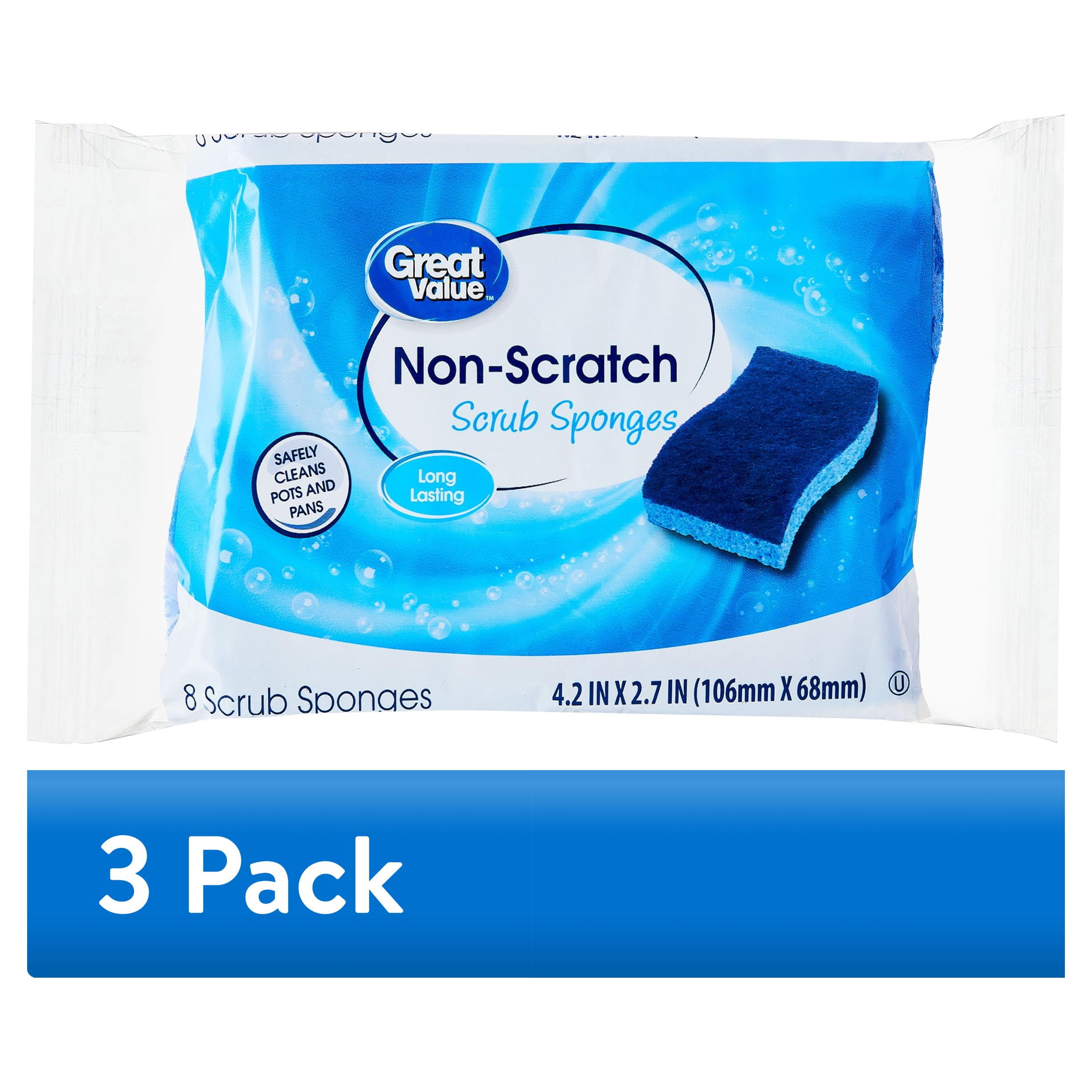 (3 pack) Great Value Non-Scratch Scrub Sponges, 8 Count - Walmart.com