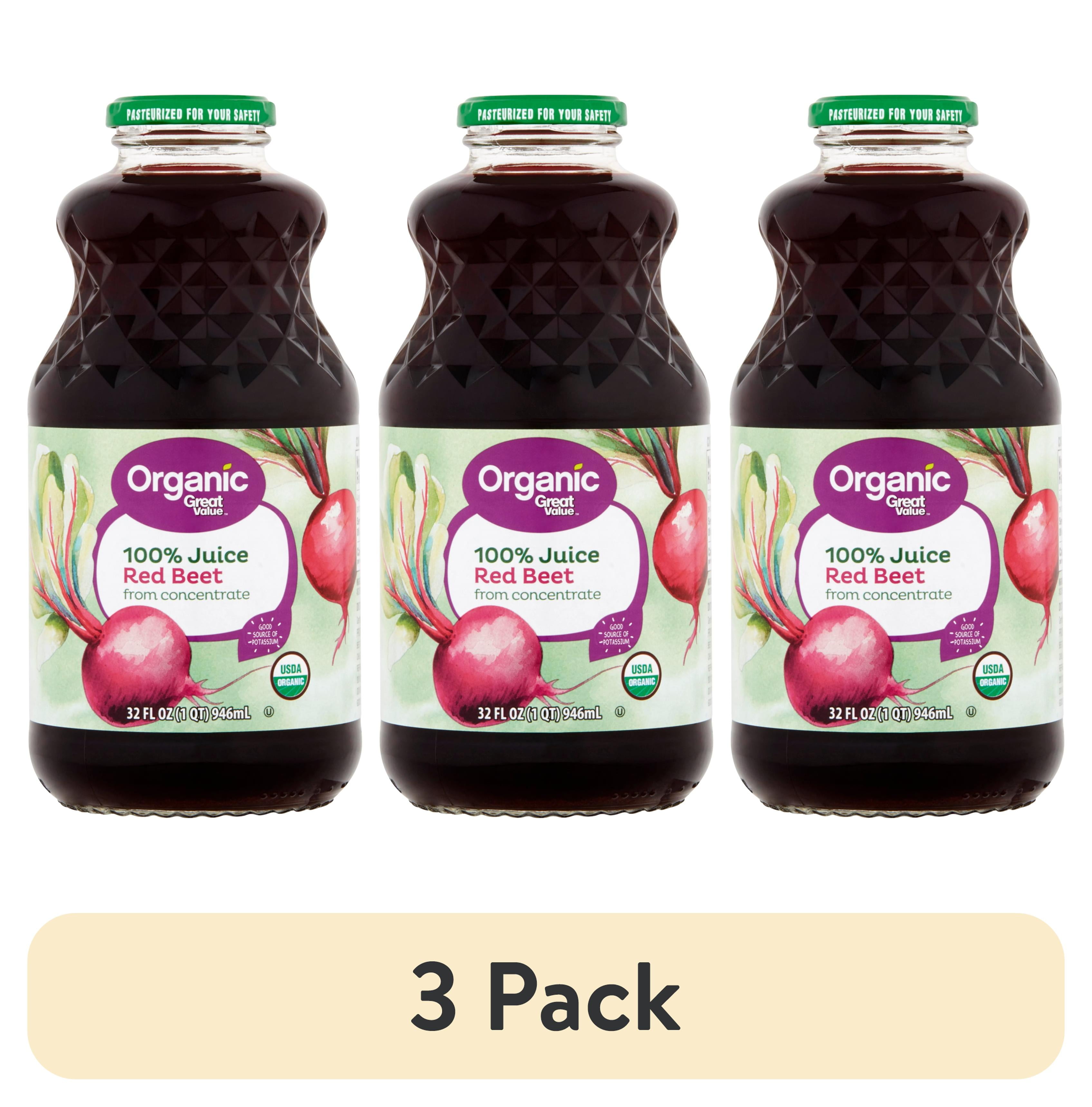 (3 pack) Great Value Organic 100% Beet Juice, 32 fl oz - Walmart.com