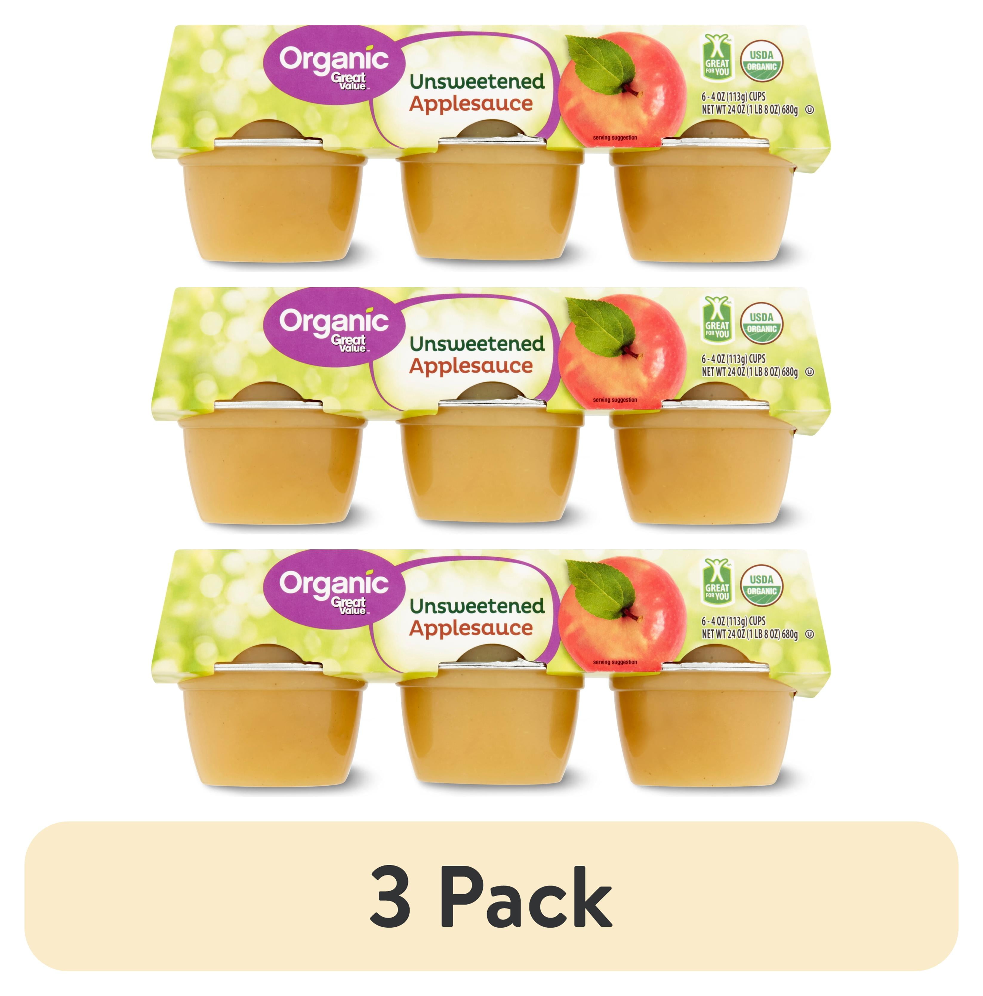 (3 pack) Great Value Organic Unsweetened Applesauce, 4 oz, 6 Count ...