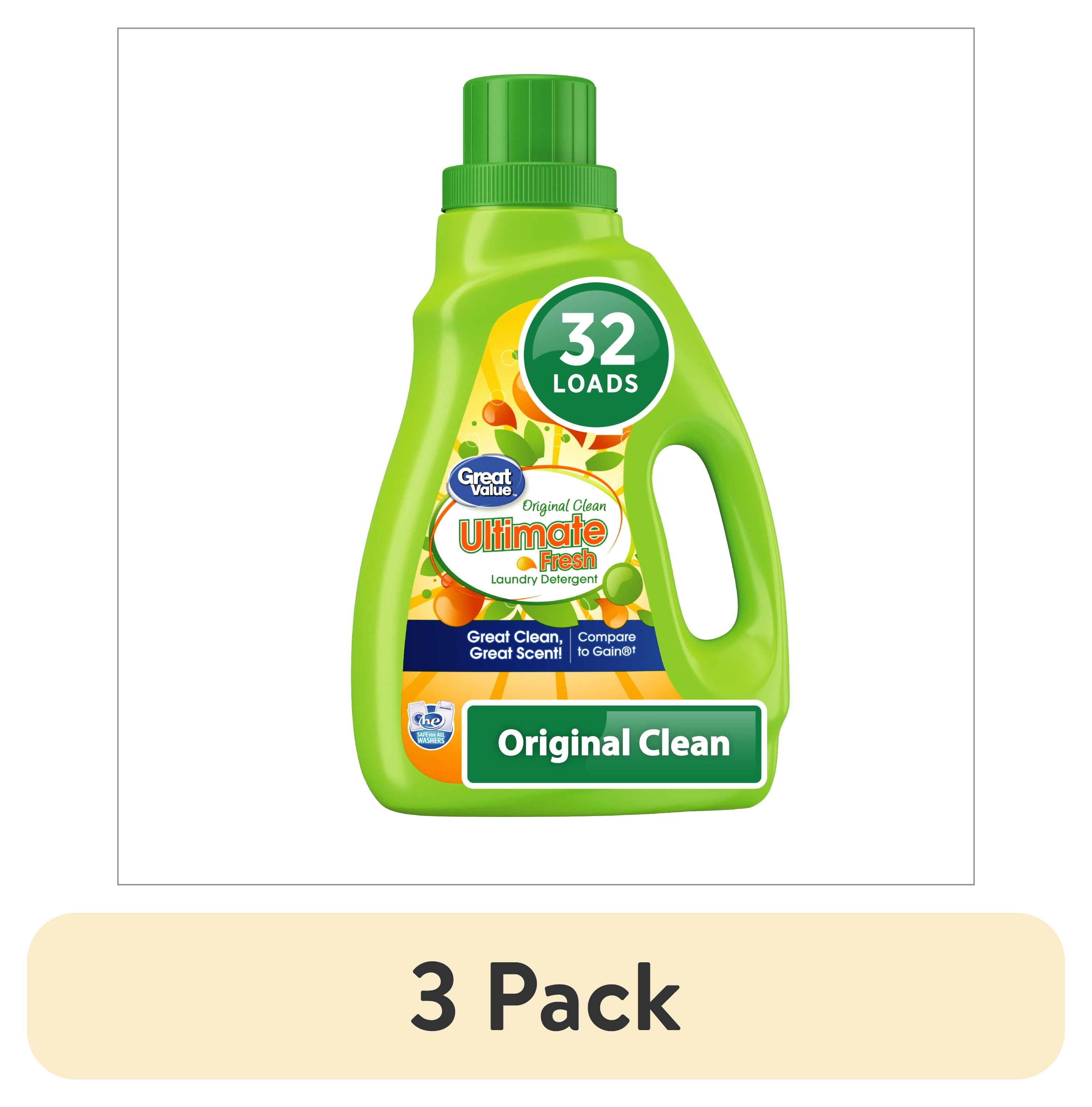 (3 pack) Great Value Original Clean, 32 loads, Ultimate Fresh HE ...