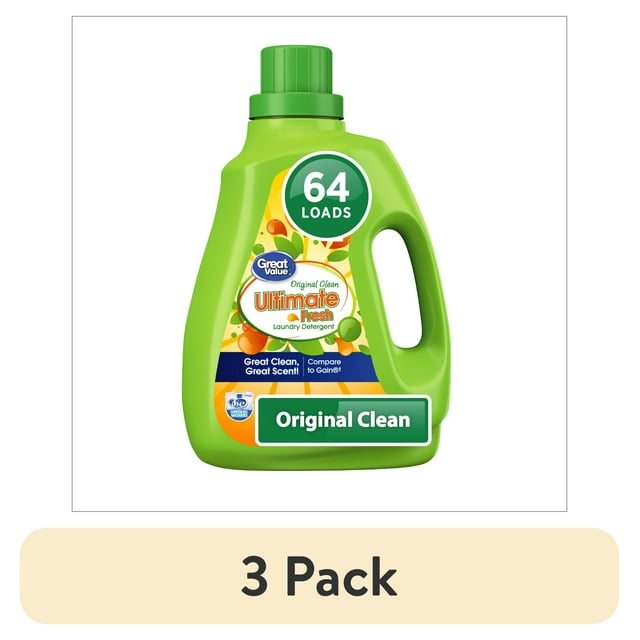 (3 pack) Great Value Original Clean, 64 loads, Ultimate Fresh HE Liquid ...
