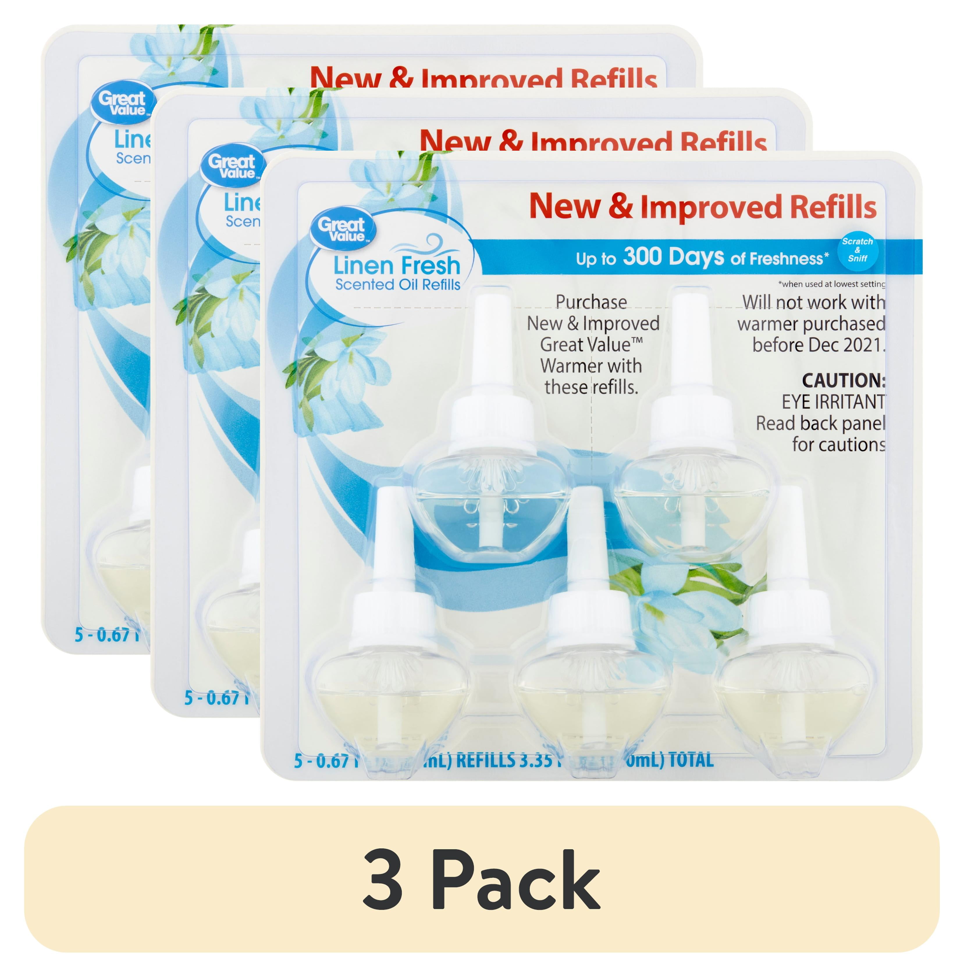 (3 pack) Great Value Plug-in Scented Oil Refills, Linen Fresh, 0.67 fl ...