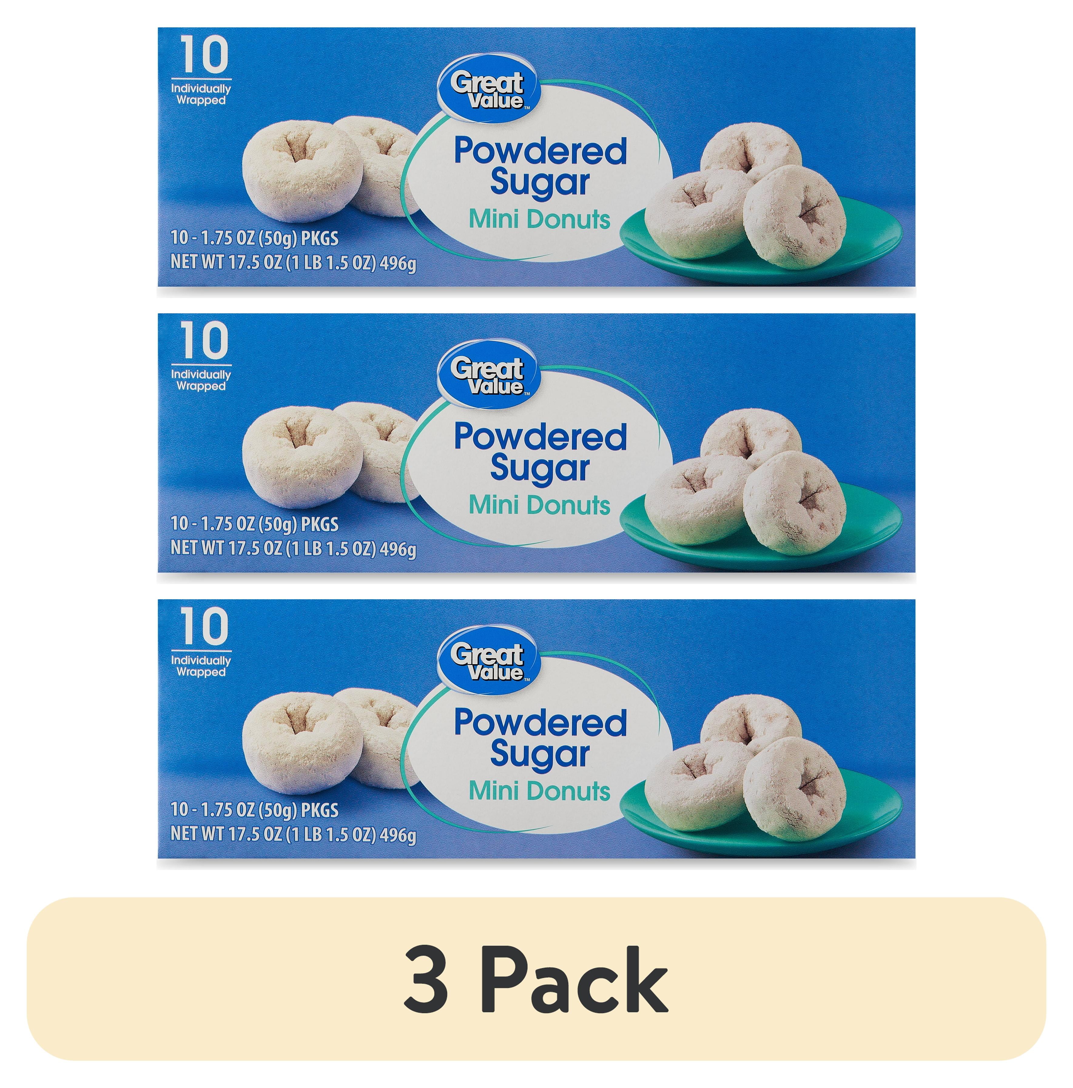 (3 pack) Great Value Powdered Sugar Mini Donuts, 17.5 oz, 40 Count ...