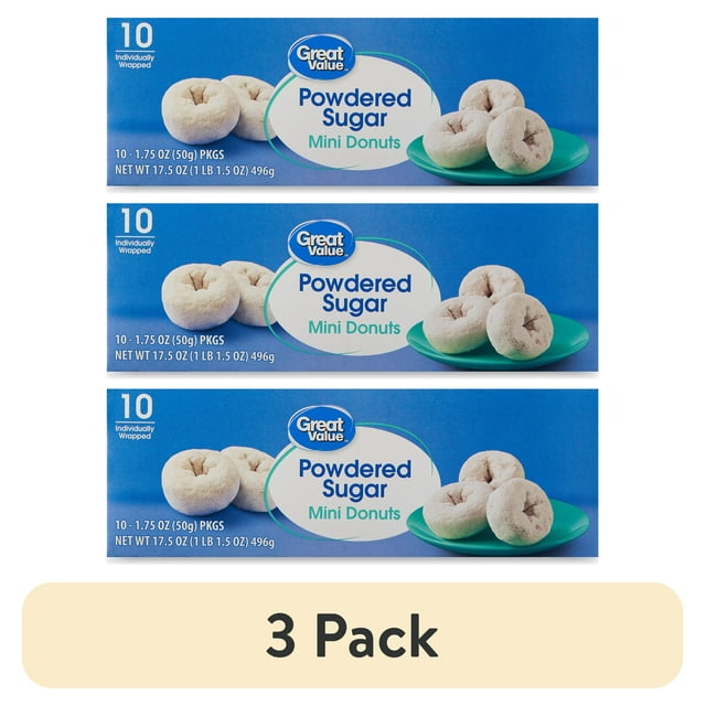(3 pack) Great Value Powdered Sugar Mini Donuts, 17.5 oz, 40 Count ...