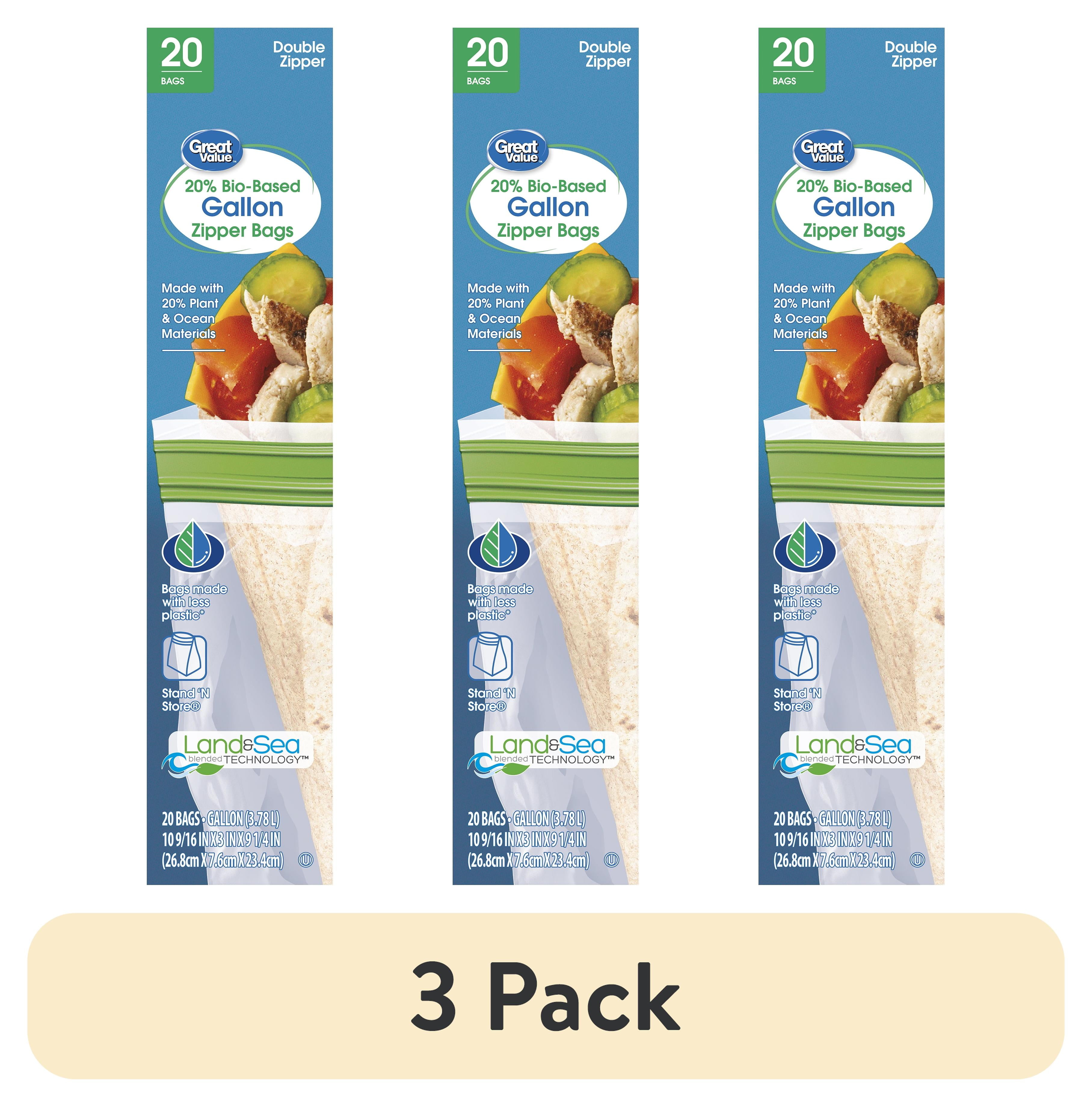 (3 pack) Great Value Reclosable Gallon Bags, Made with Bio-Based ...