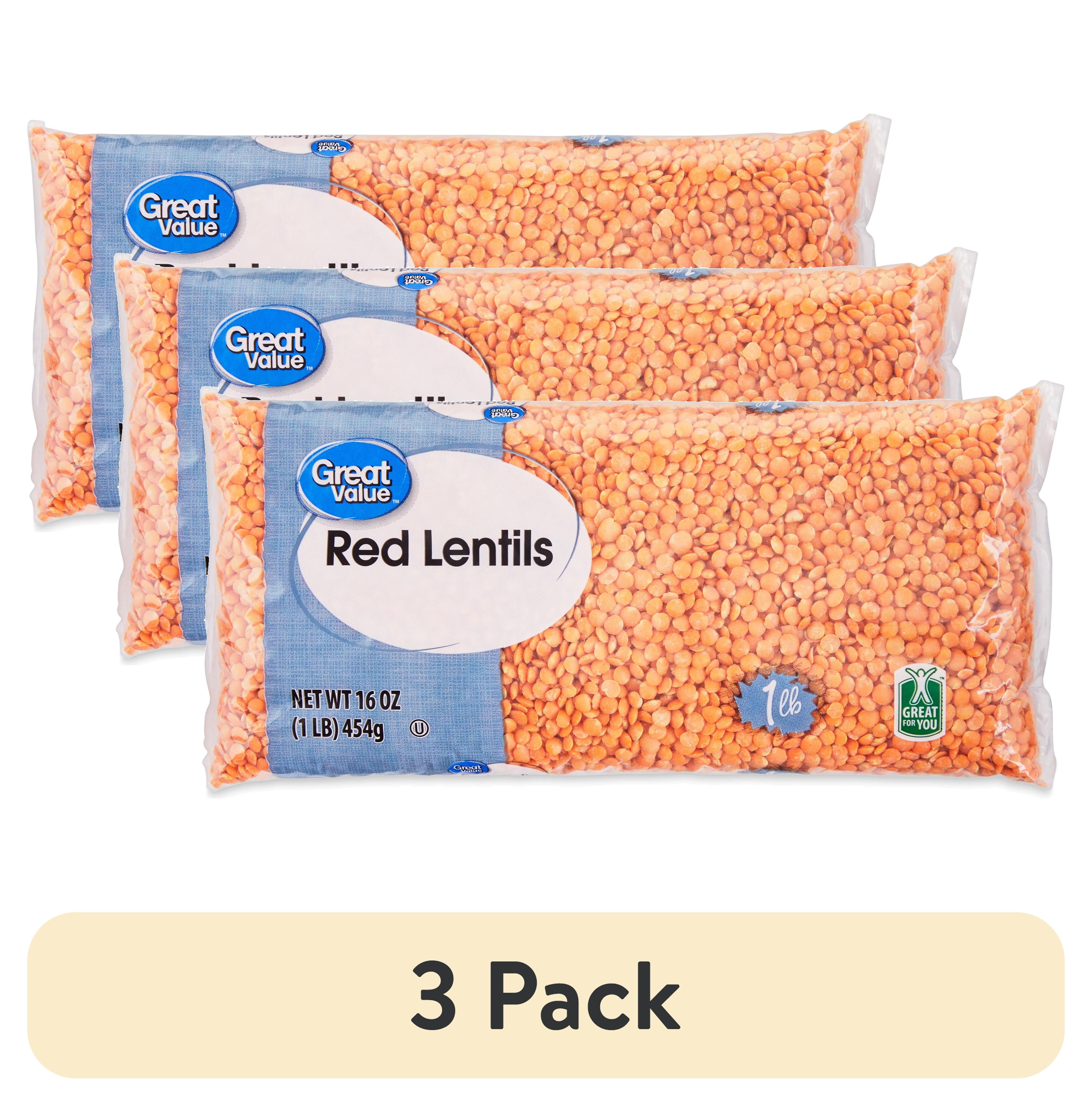 (3 pack) Great Value Red Lentils, 1 lb - Walmart.com