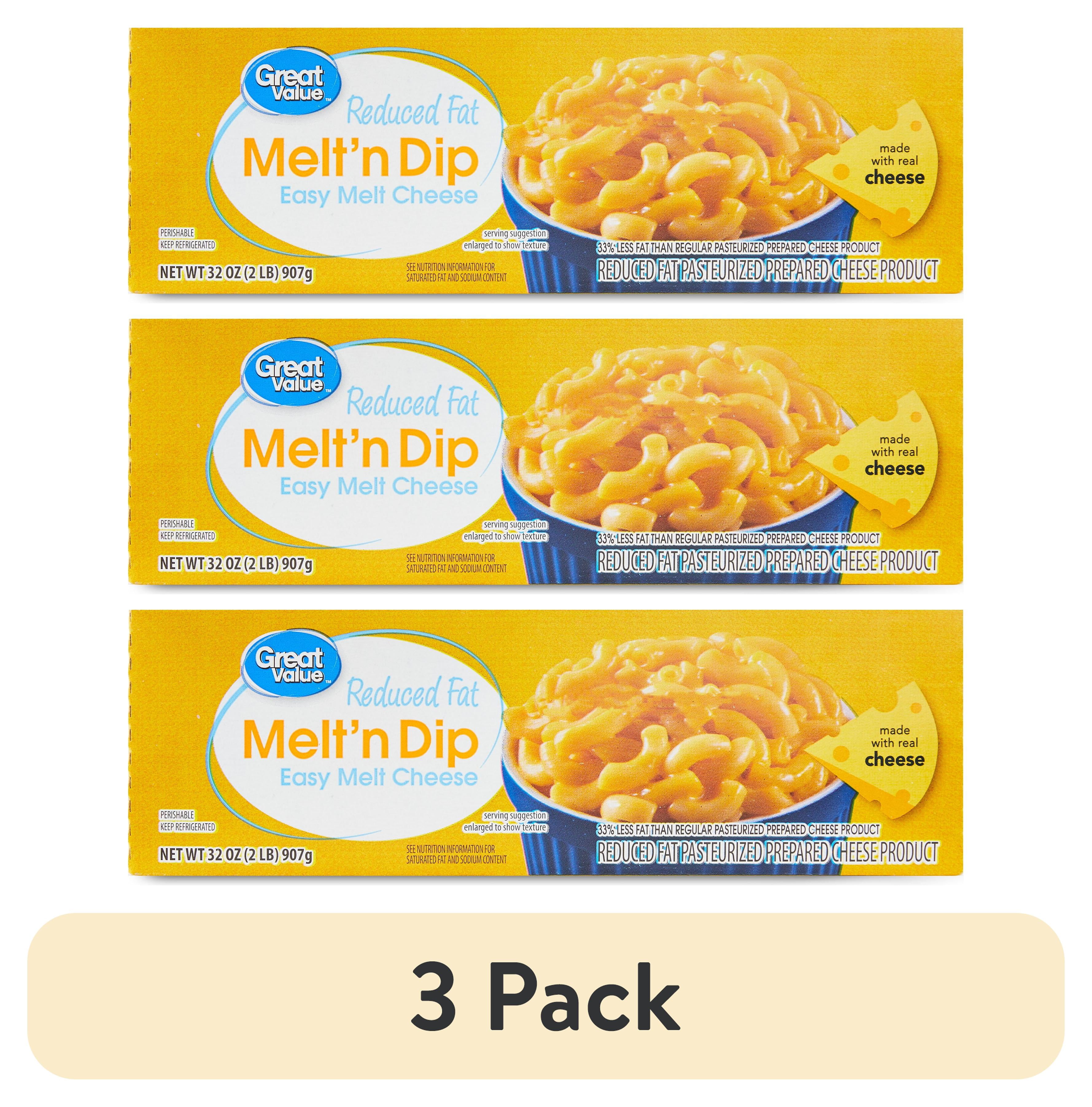 (3 pack) Great Value Reduced Fat Melt'n Dip Easy Melt Cheese, 32 oz ...