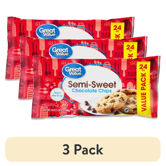 (3 pack) Great Value Semi-Sweet Chocolate Chips, 24 oz Bag - Walmart.com
