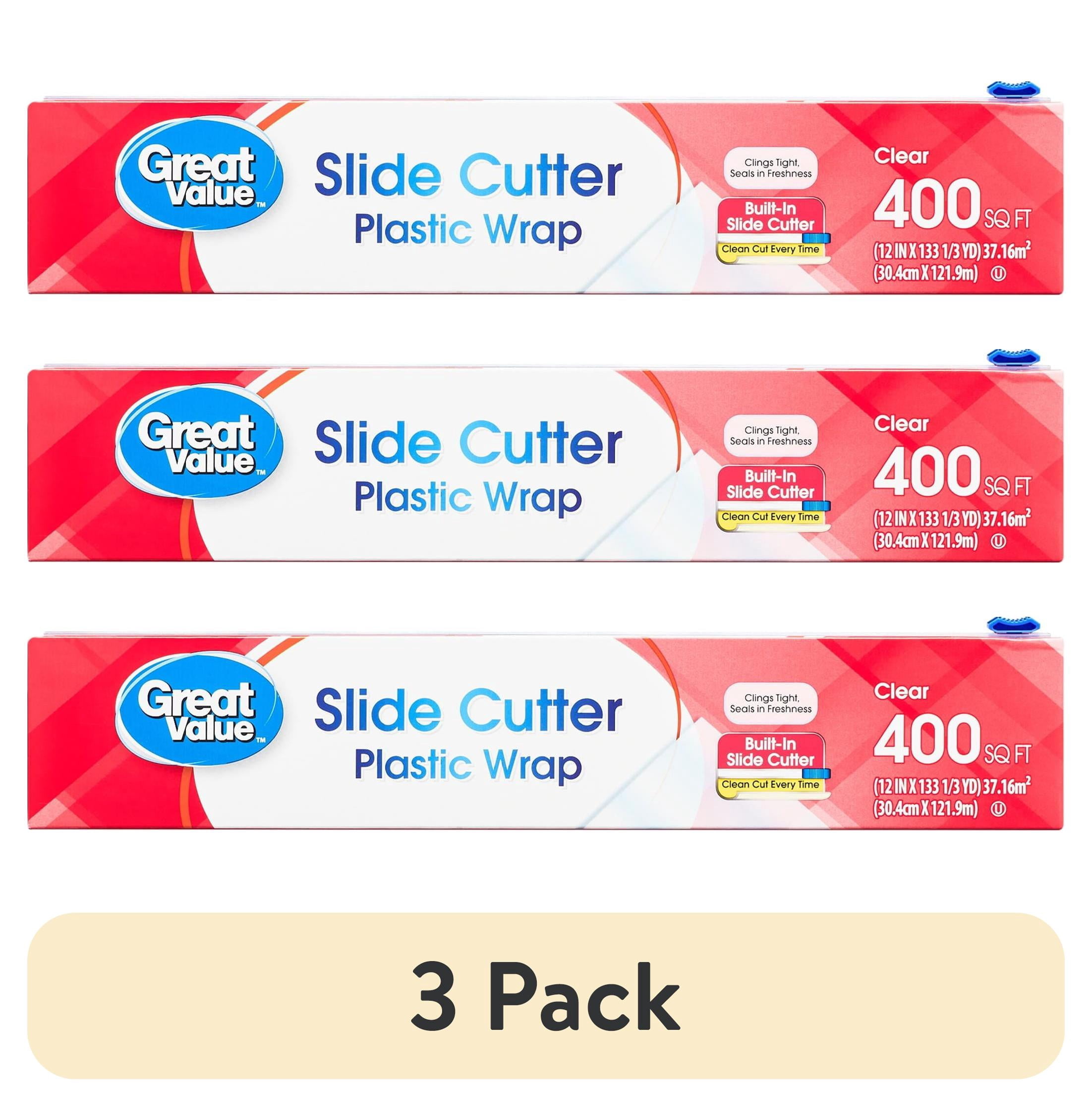 (3 pack) Great Value Slide Cutter Plastic Wrap, 400 sq ft - Walmart.com