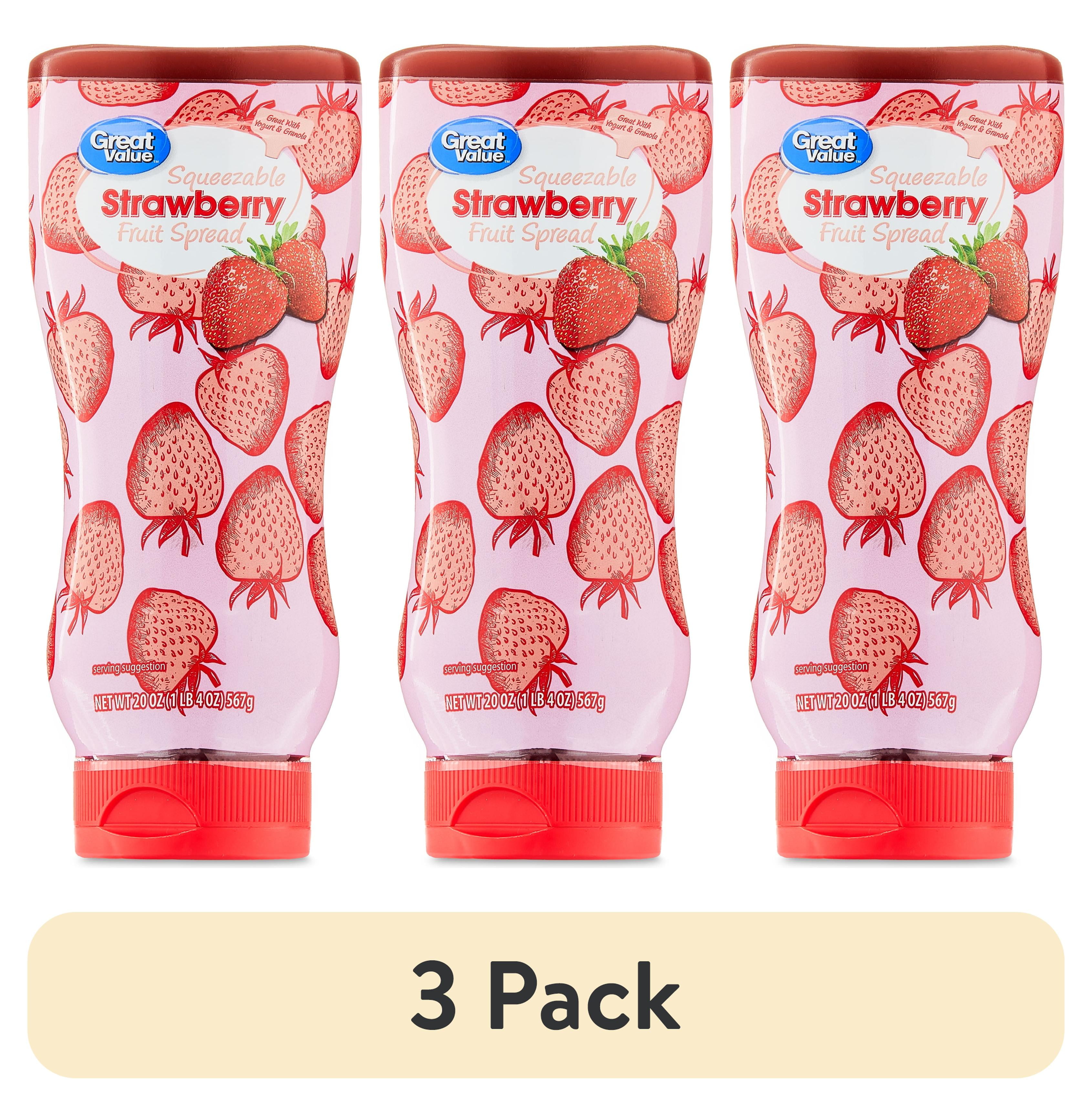 (3 pack) Great Value Squeezable Strawberry Fruit Spread, 20 oz ...