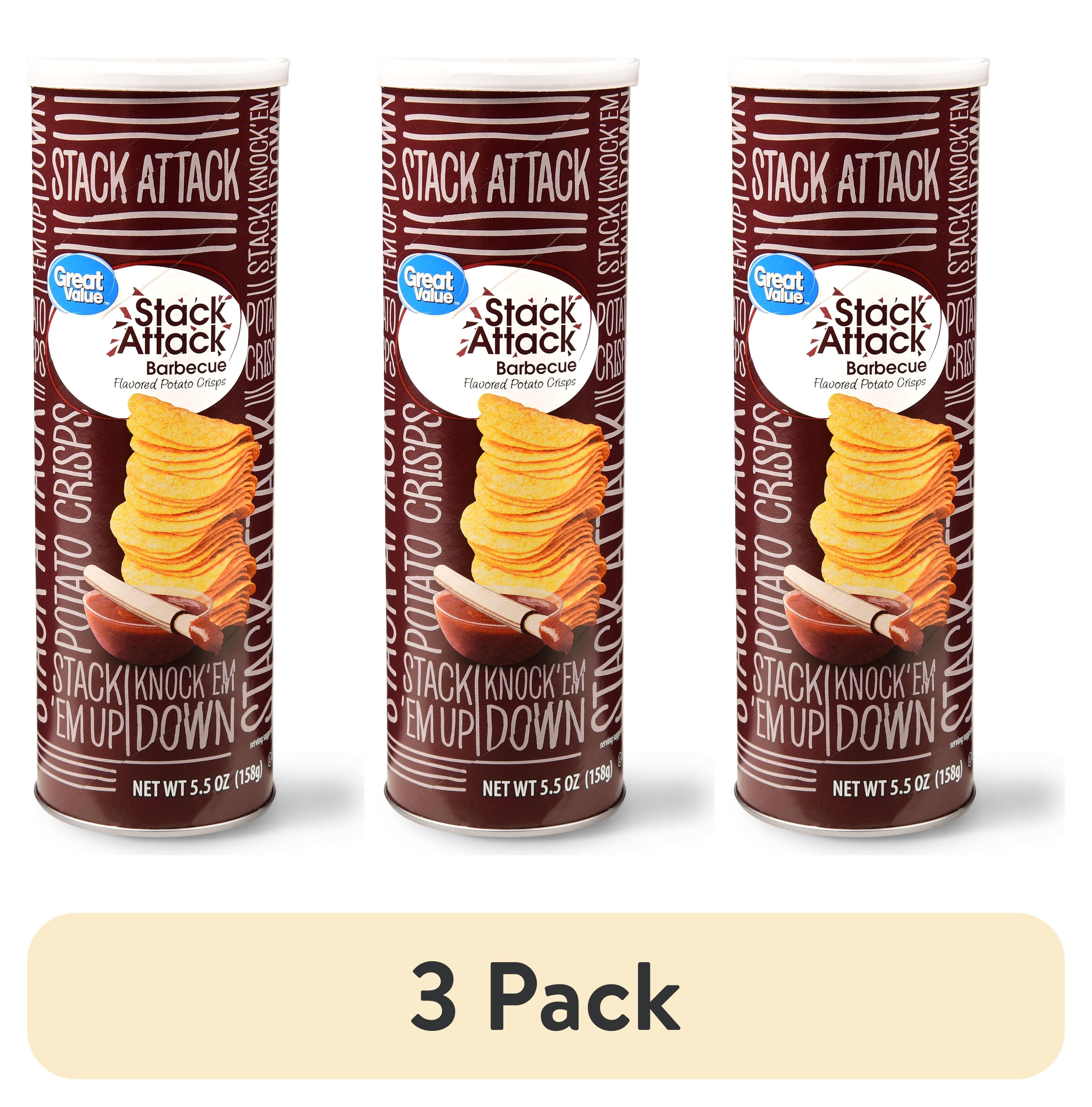 (3 pack) Great Value Stack Attack Barbecue Flavored Potato Crisps, 5.5 ...