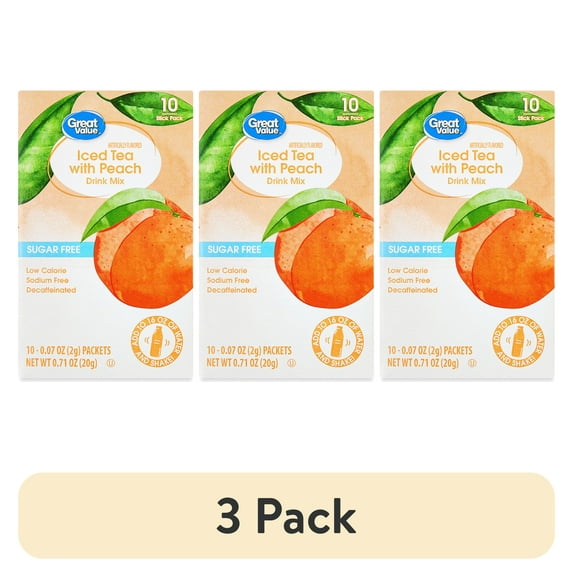 (3 pack) Great Value Sugar-Free Iced Tea with Peach Powdered Drink Mix ...