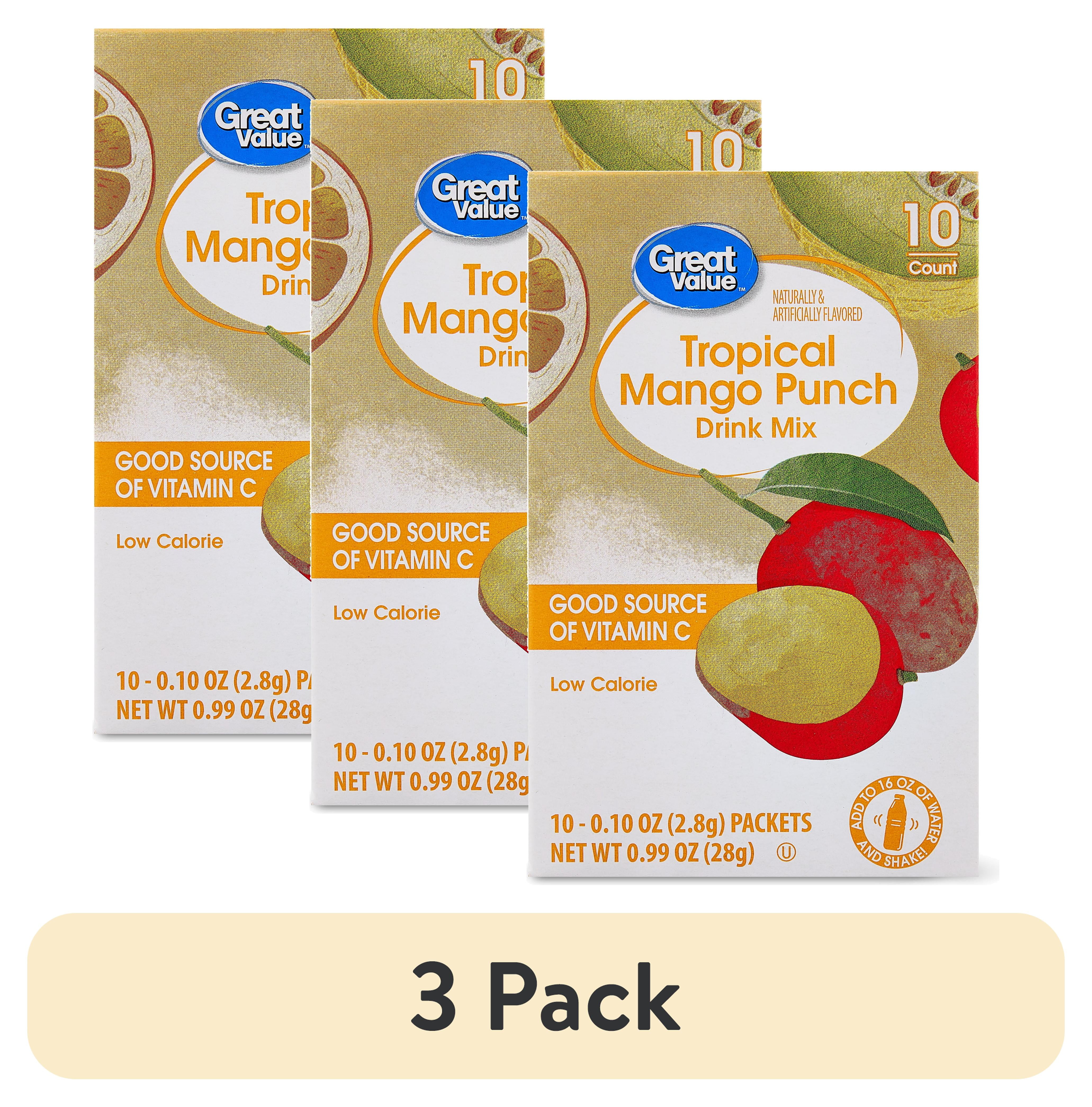 (3 pack) Great Value Tropical Mango Punch Drink Mix, 0.10 oz, 10 Count ...