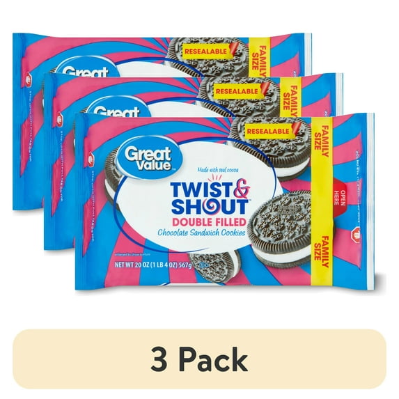 (3 pack) Great Value Twist & Shout Double Filled Chocolate Sandwich ...