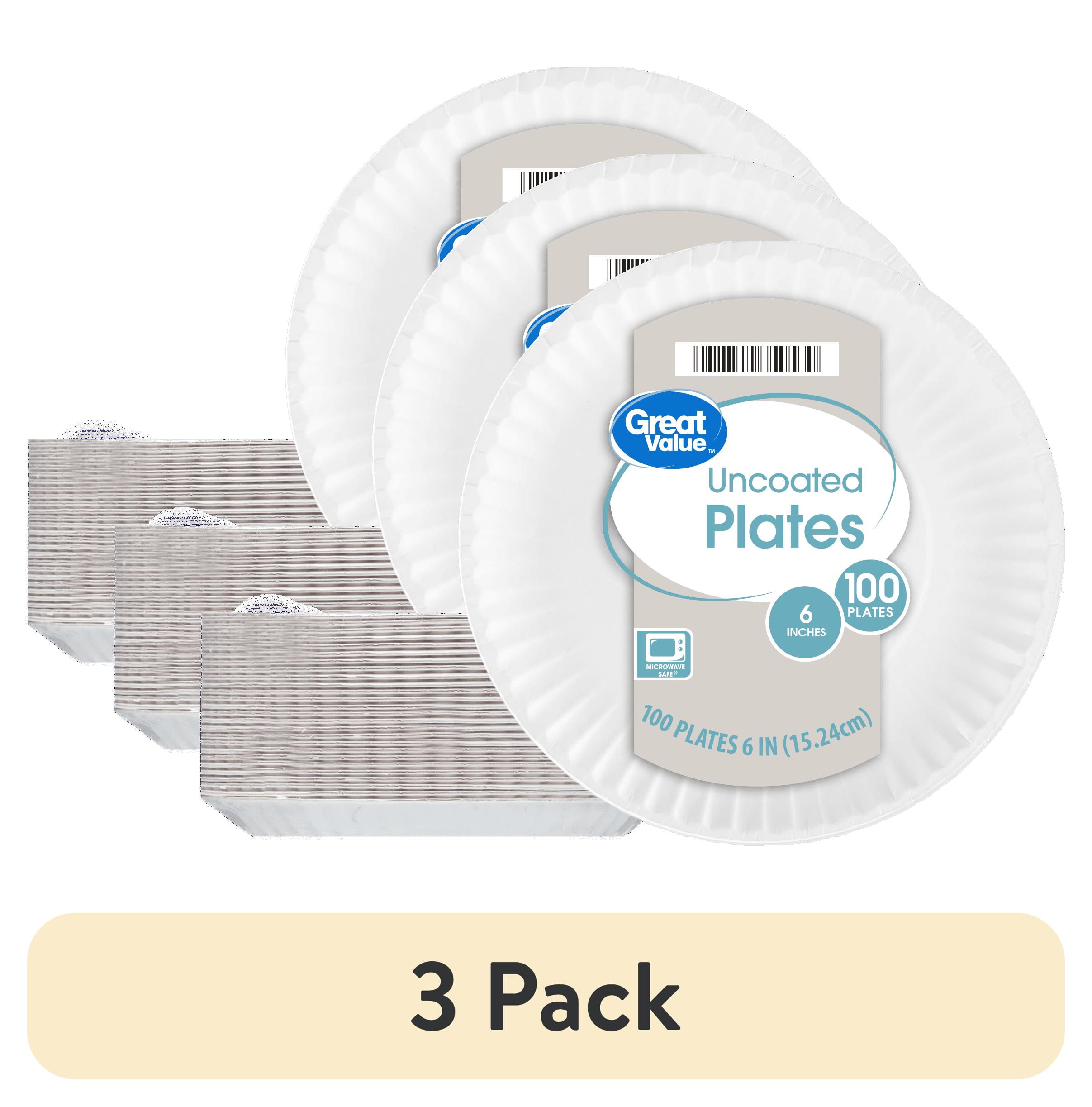 (3 pack) Great Value Uncoated Paper Plates, 6", 100ct - Walmart.com