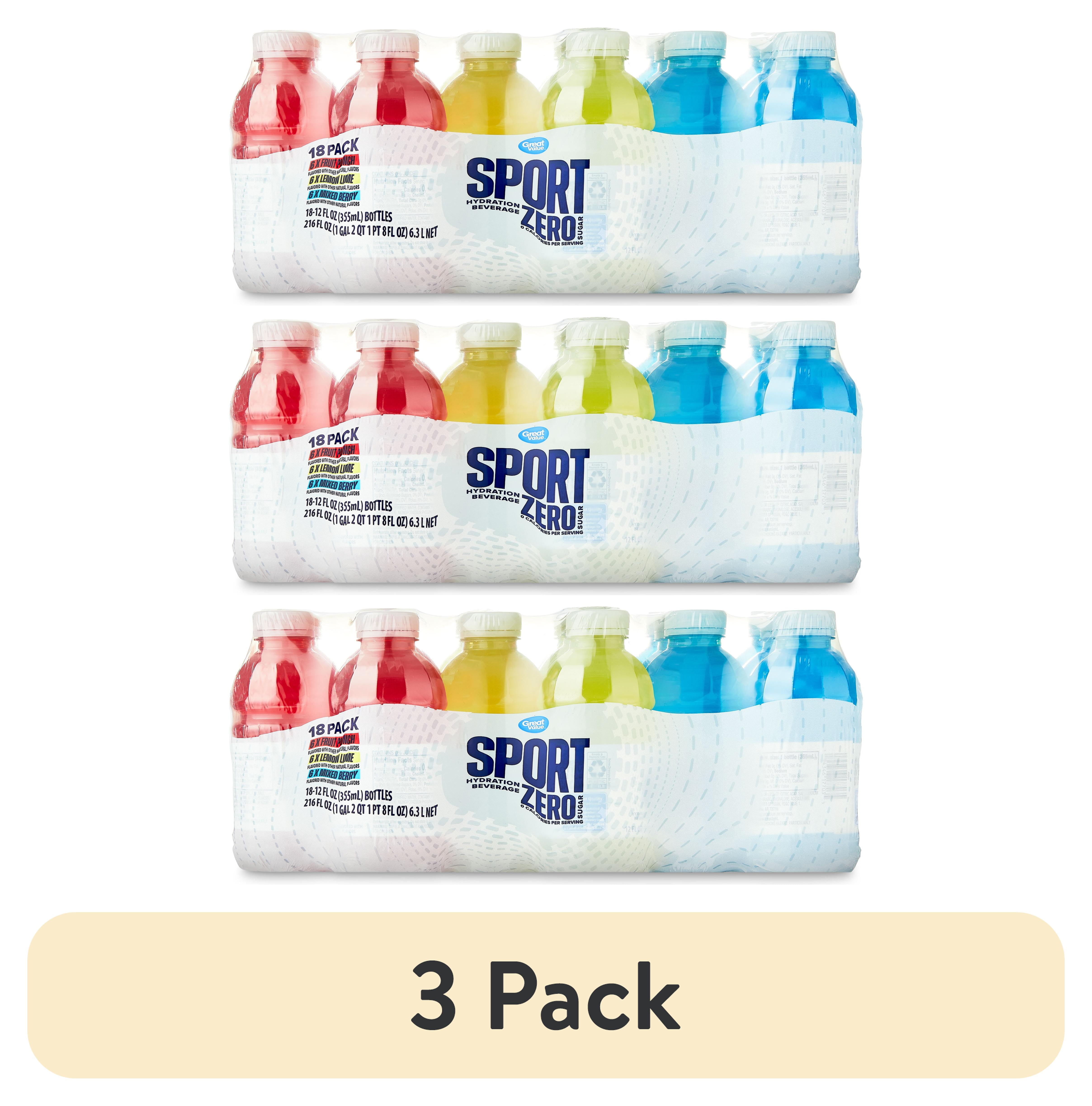 (3 pack) Great Value Zero Sugar Sport Hydration Drink, Fruit Punch ...