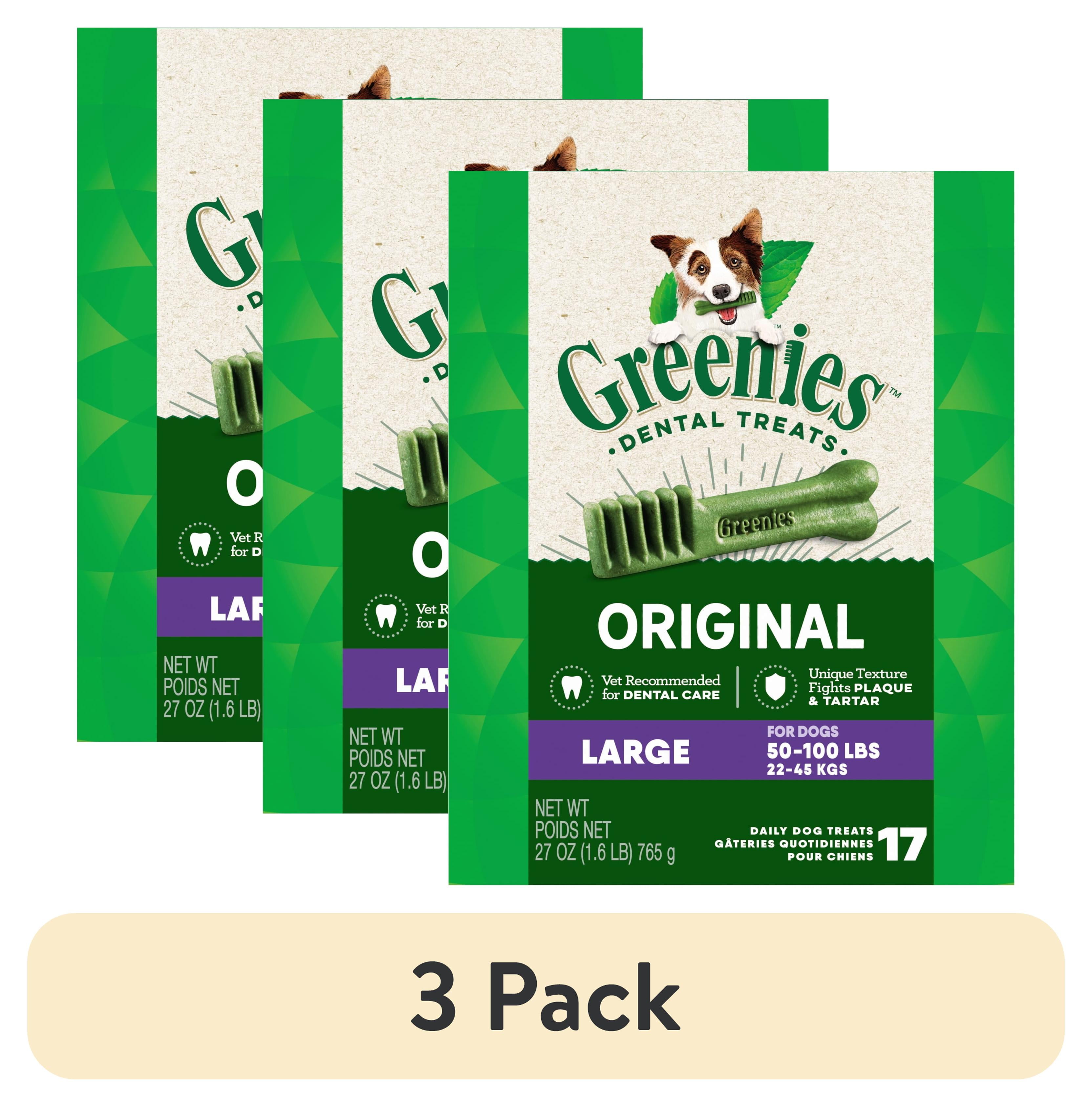 (3 pack) Greenies Original Large Natural Dry Dental Treats for Dogs, 27 ...