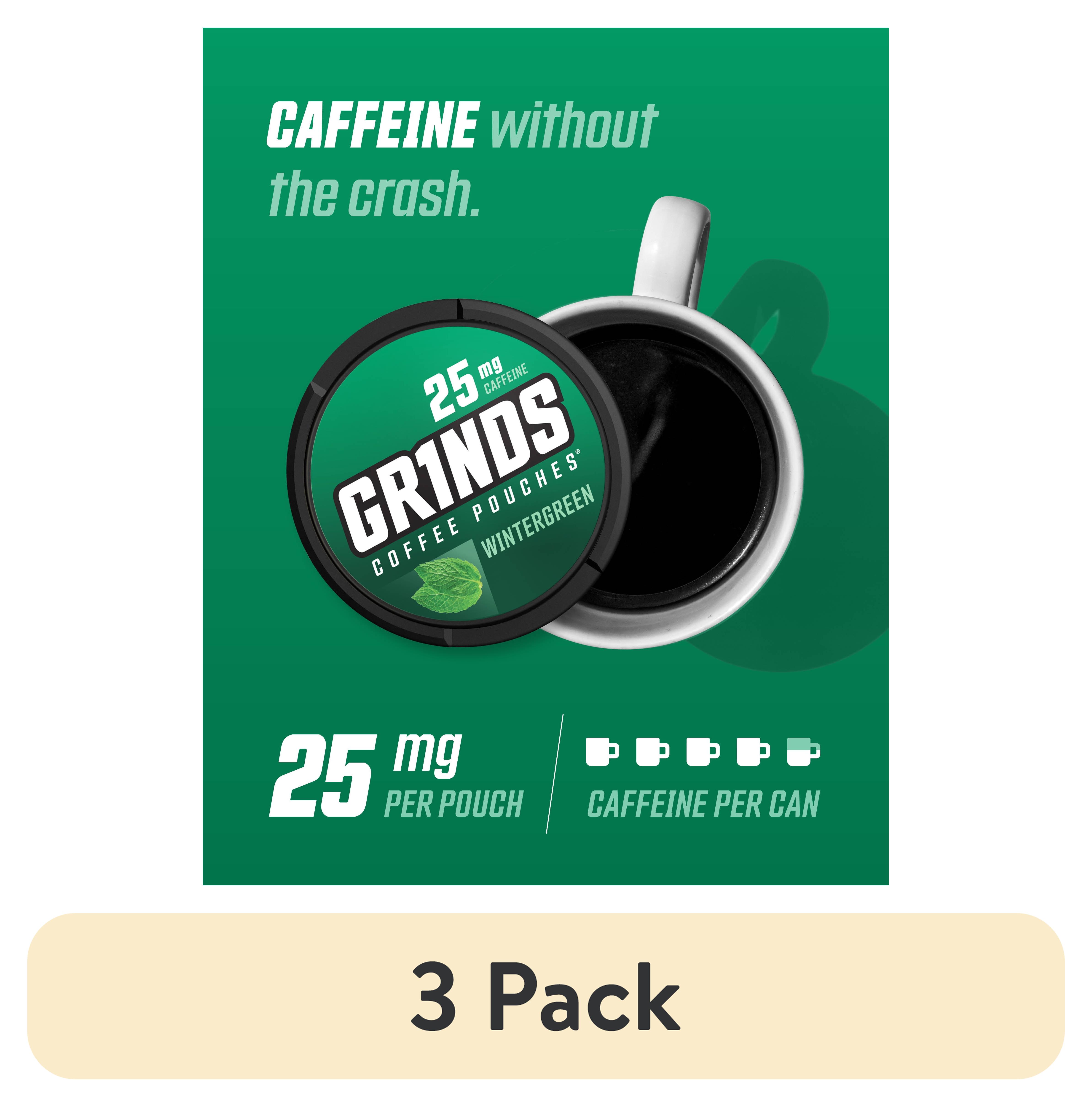 (3 pack) Grinds Coffee Pouches, Nicotine-Free, 25mg Caffeine ...