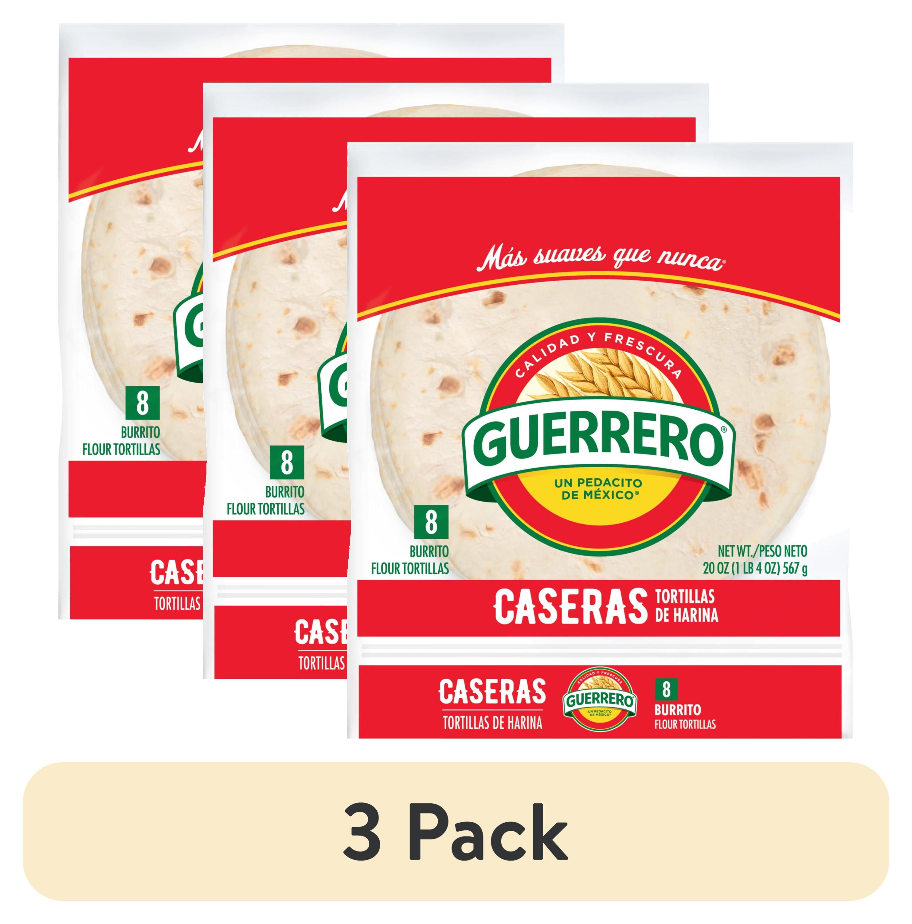 (3 pack) Guerrero Caseras Flour Tortillas, Burrito Size, 8 Count ...