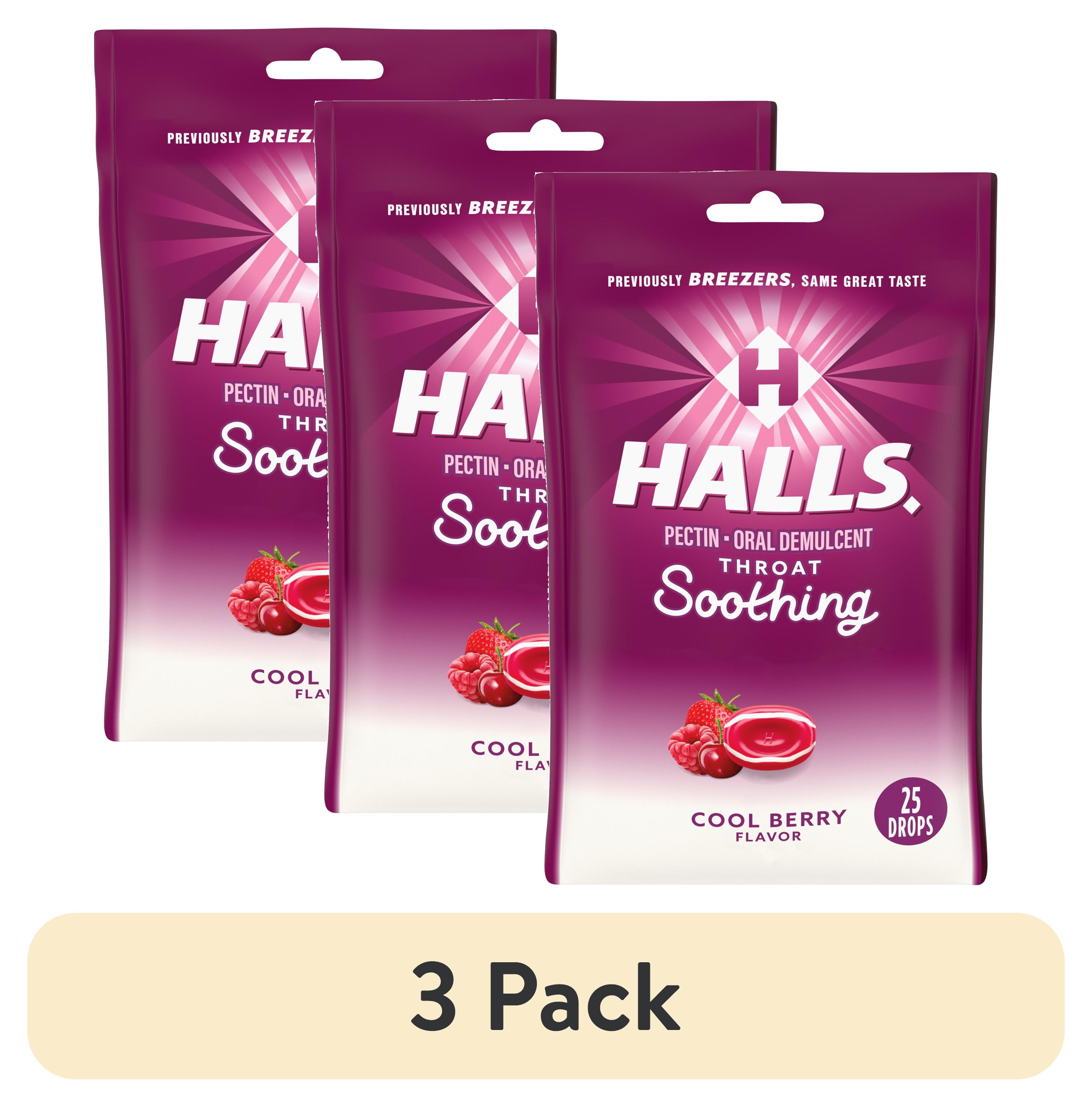 (3 pack) HALLS Throat Soothing (Previously HALLS Breezers) Cool Berry ...