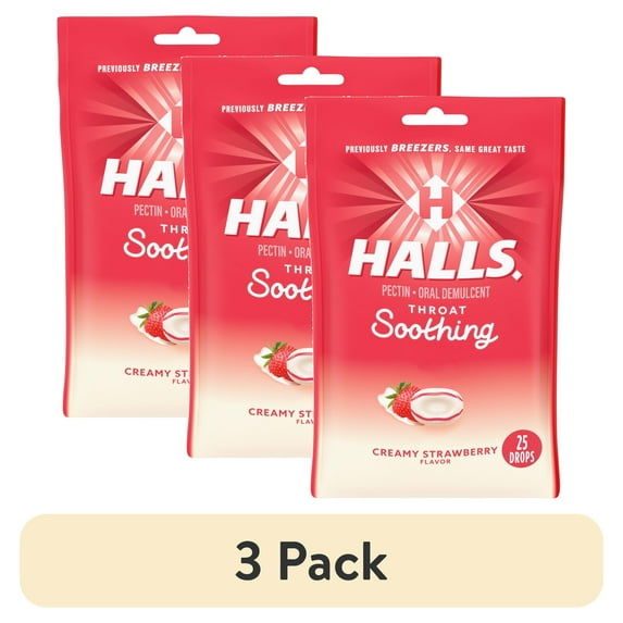 (3 pack) HALLS Throat Soothing (Previously HALLS Breezers) Creamy ...